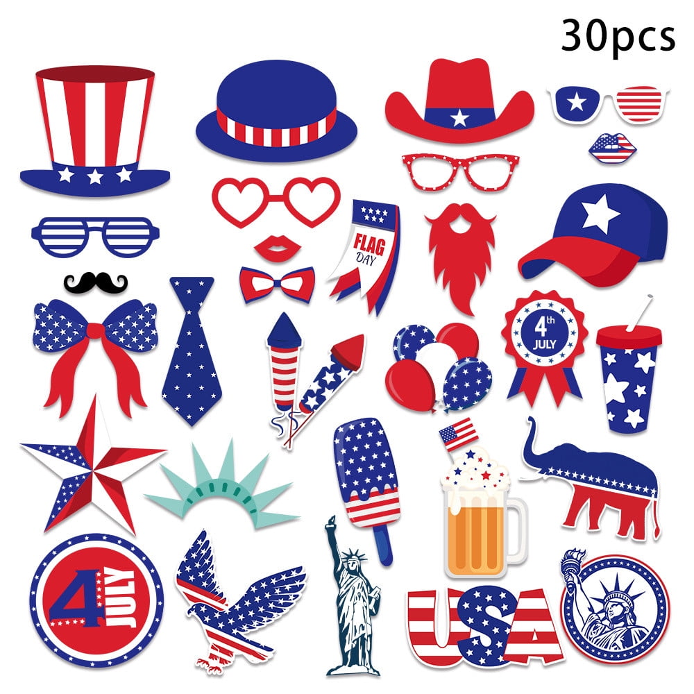 Darzheoy 30 Pcs 4th of July Decorations Independence Day Photo Booth ...