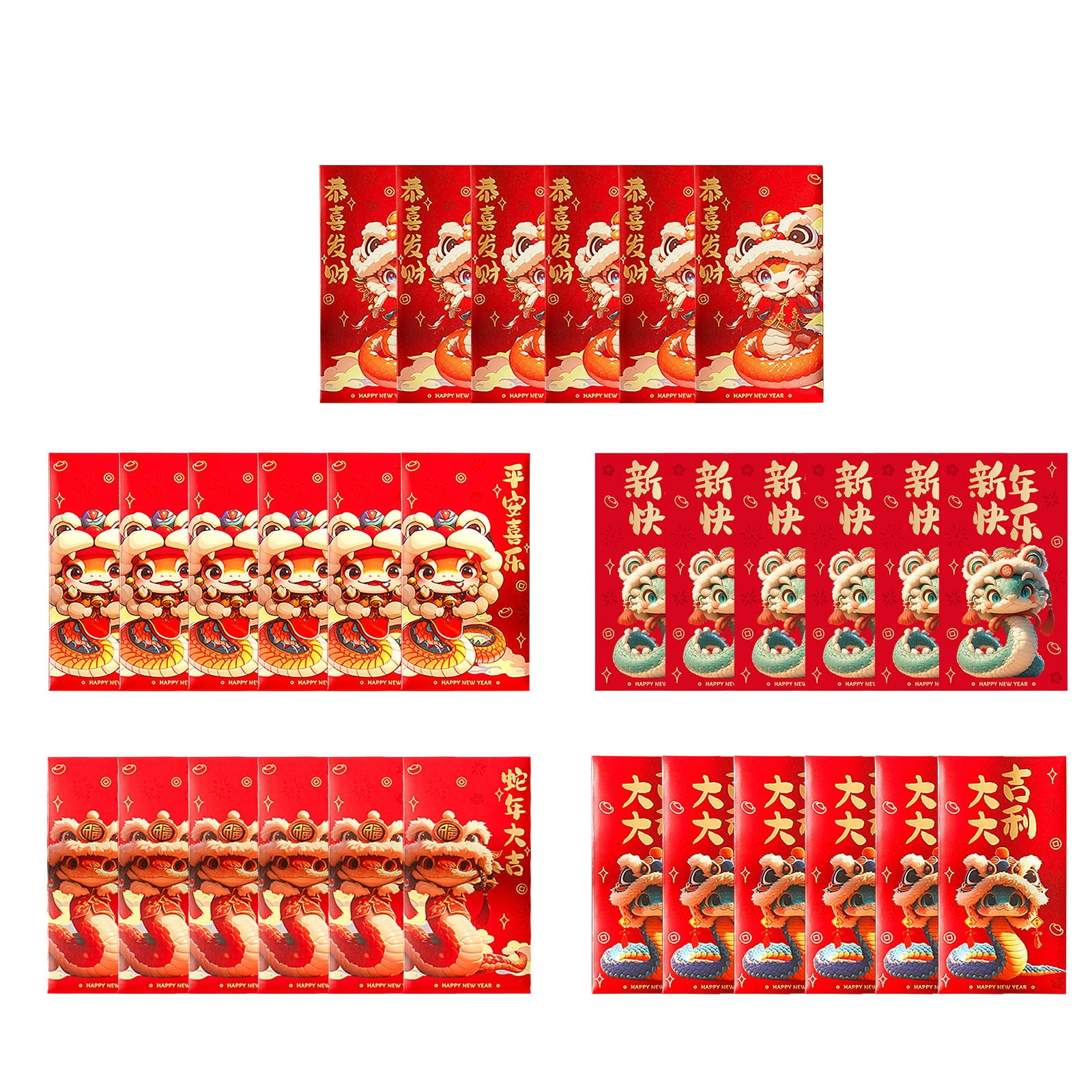 Darzheoy 30 Pieces Chinese New Year Red Envelopes Snake 2025, Lucky ...