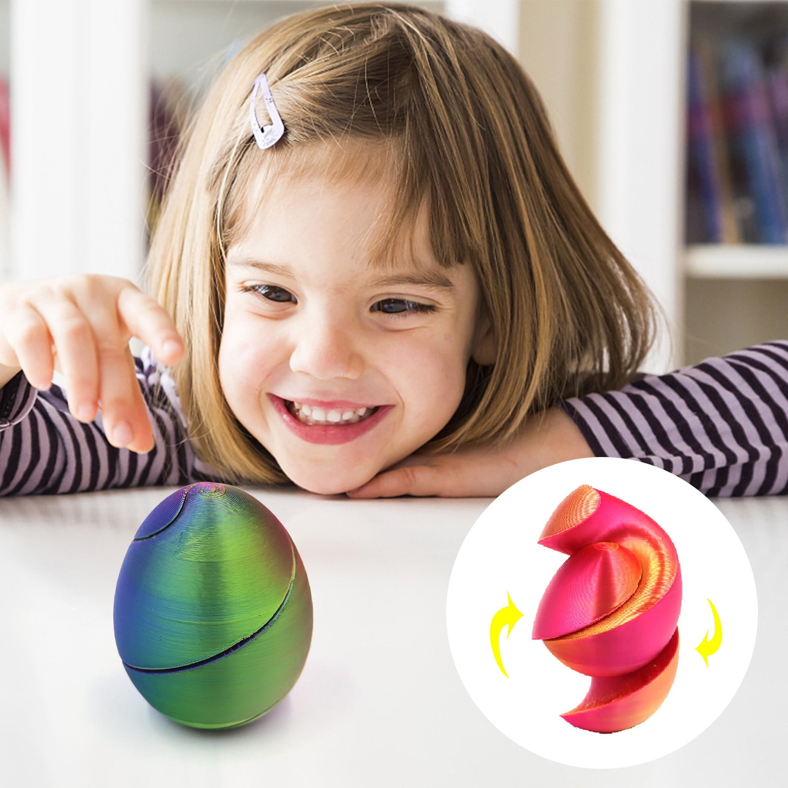 Darzheoy 3D Printed Spiral Egg Fidget Toy Pass Through Stress Relief ...
