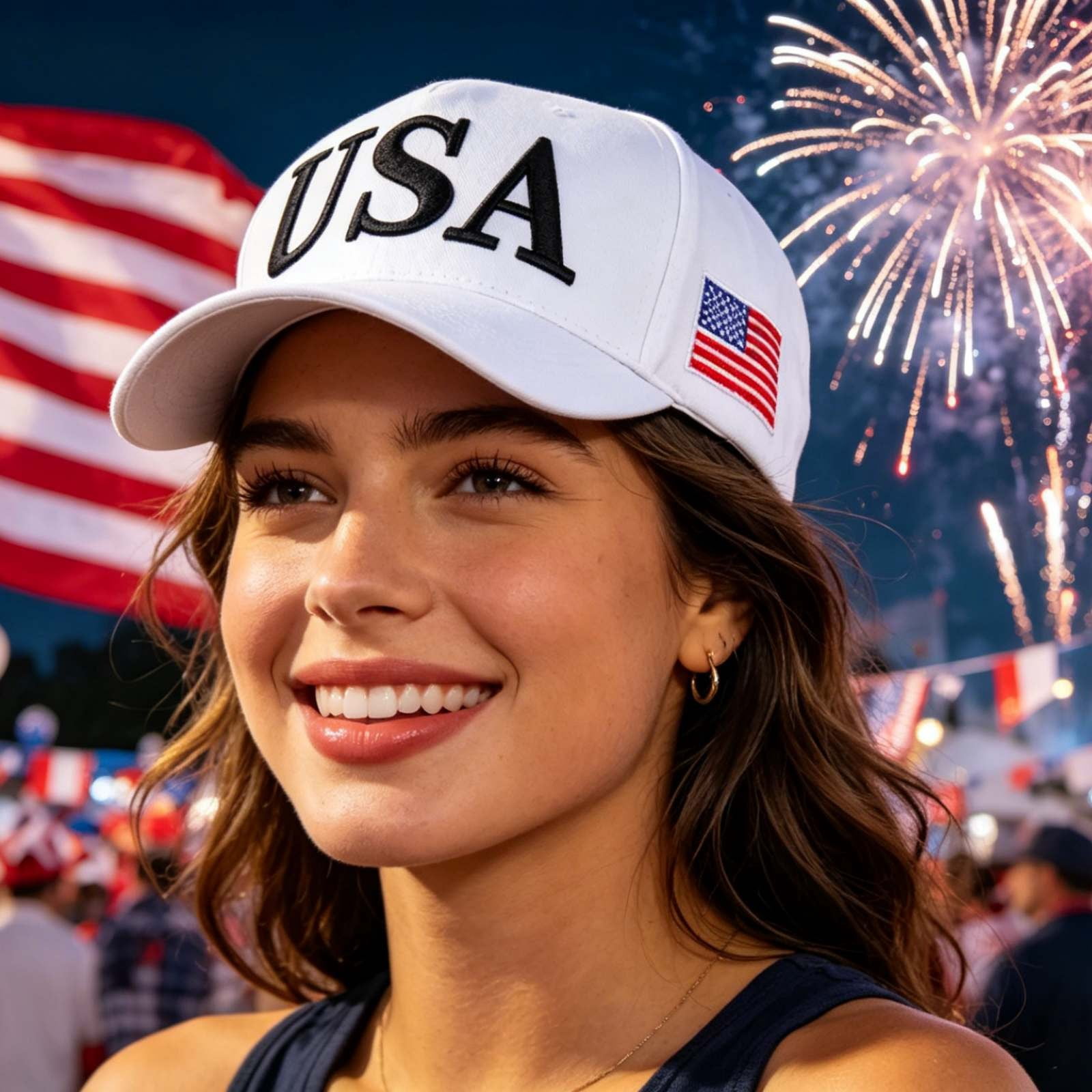 Darzheoy 4th of July Baseball Cap, Flag Patch Hat, White, Adjustable ...