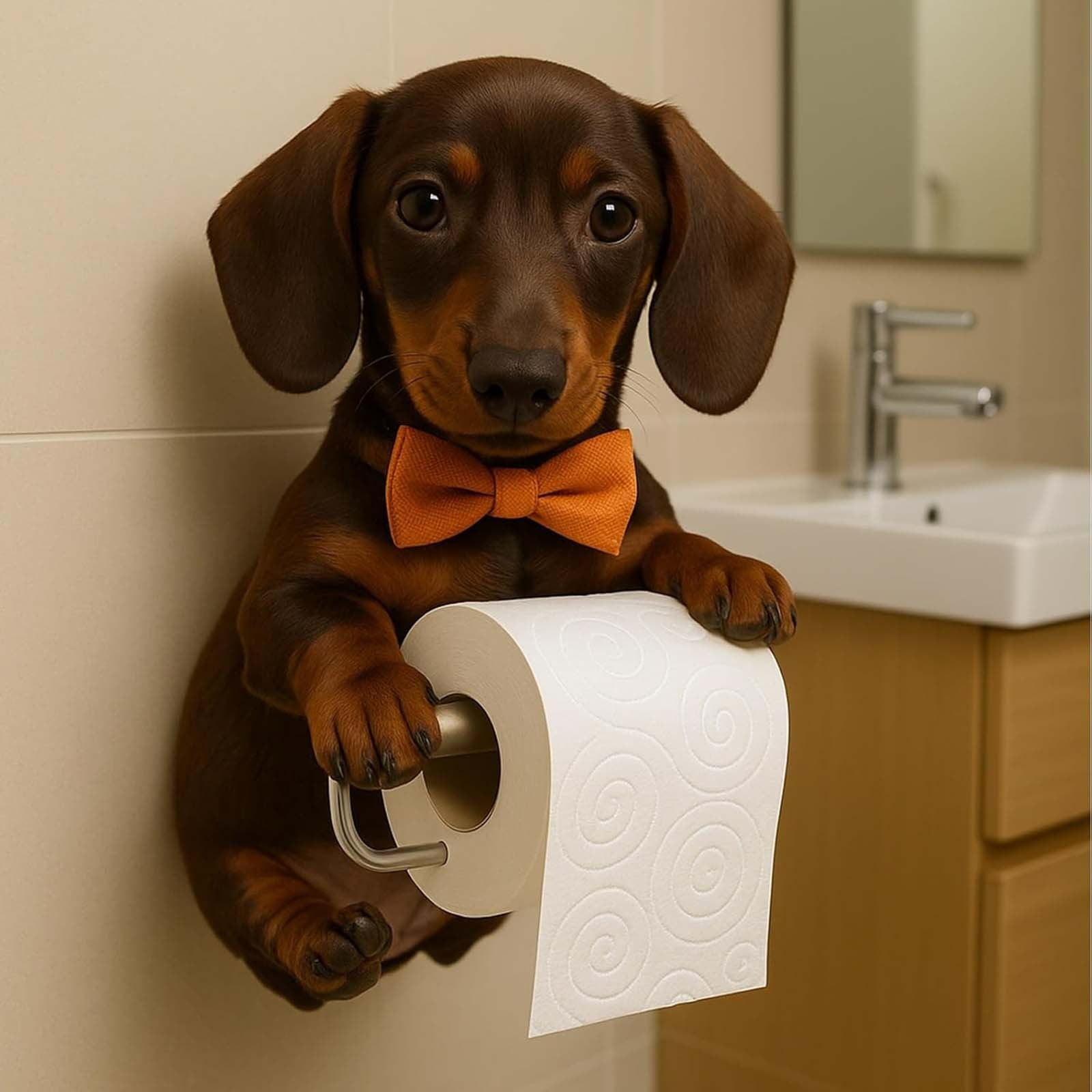 Darzheoy Funsny Dog Toilet Paper Holders - Realistic Resin Wall-Mounted TP Roll Dispenser for ...