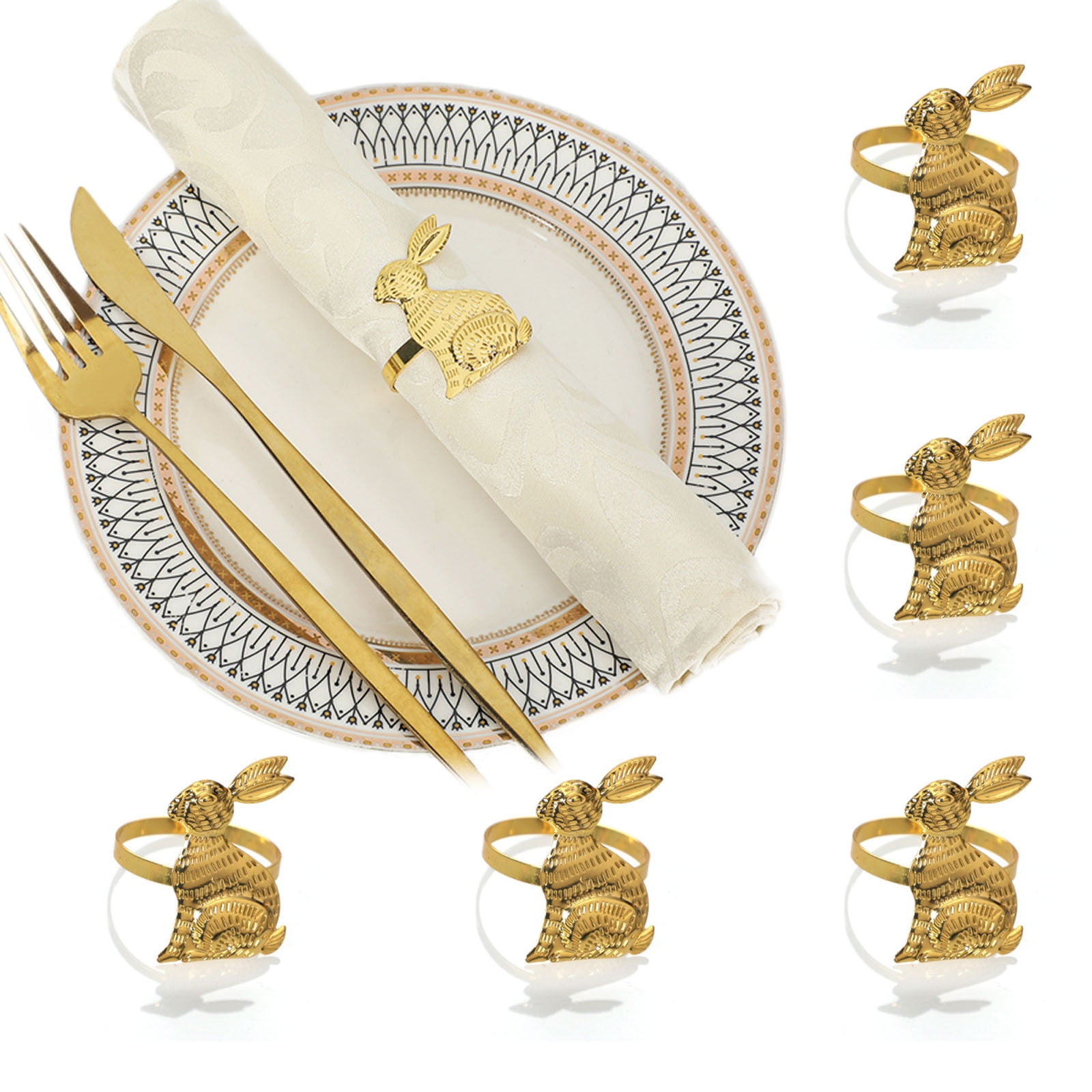 Darzheoy 5Pcs Napkin Rings Rabbits Bunny Napkin Rings for Easter Dinner ...