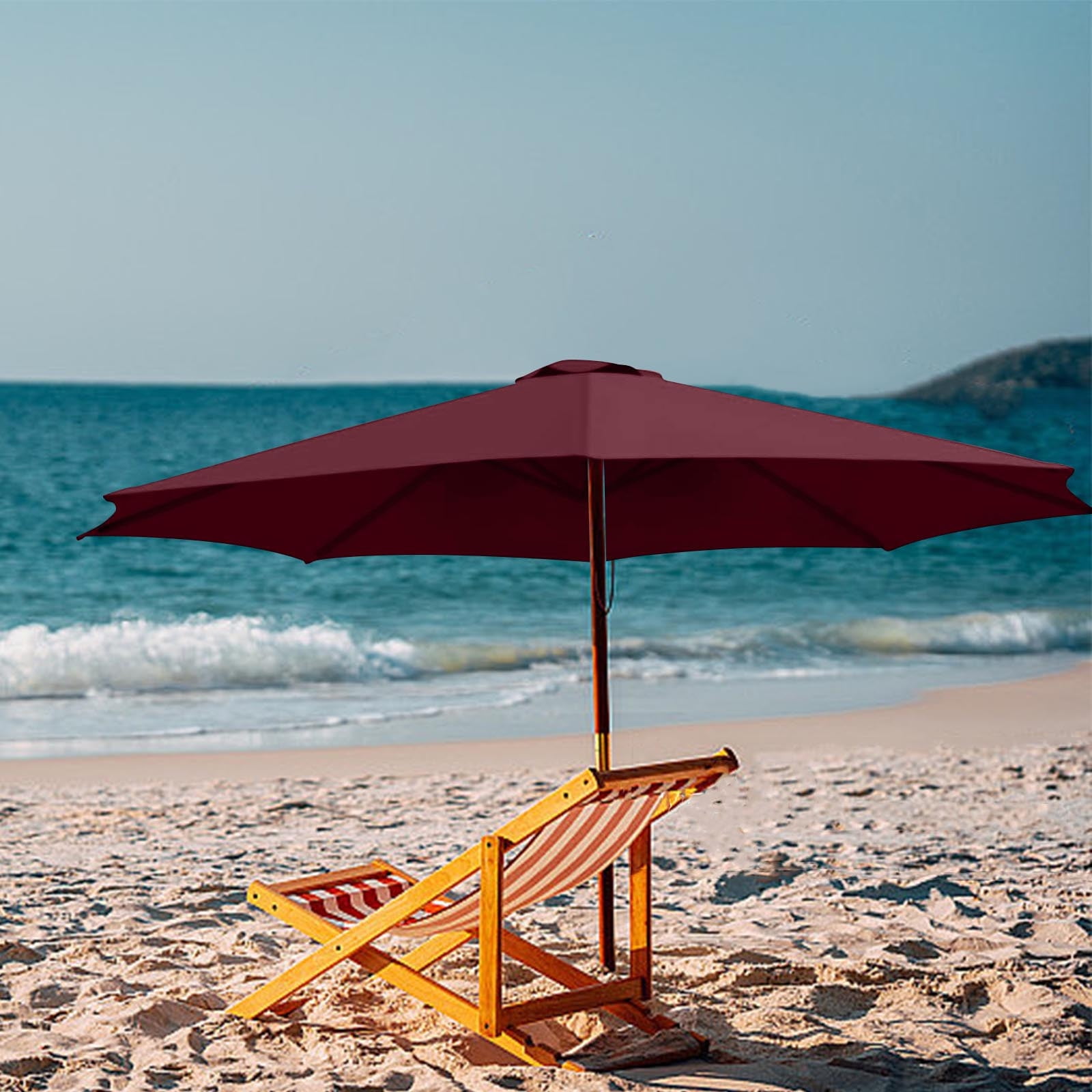 Darzheoy 6.6FT Outdoor Patio Umbrella with Push Button Tilt and Crank Handle, Outdoor Patio ...