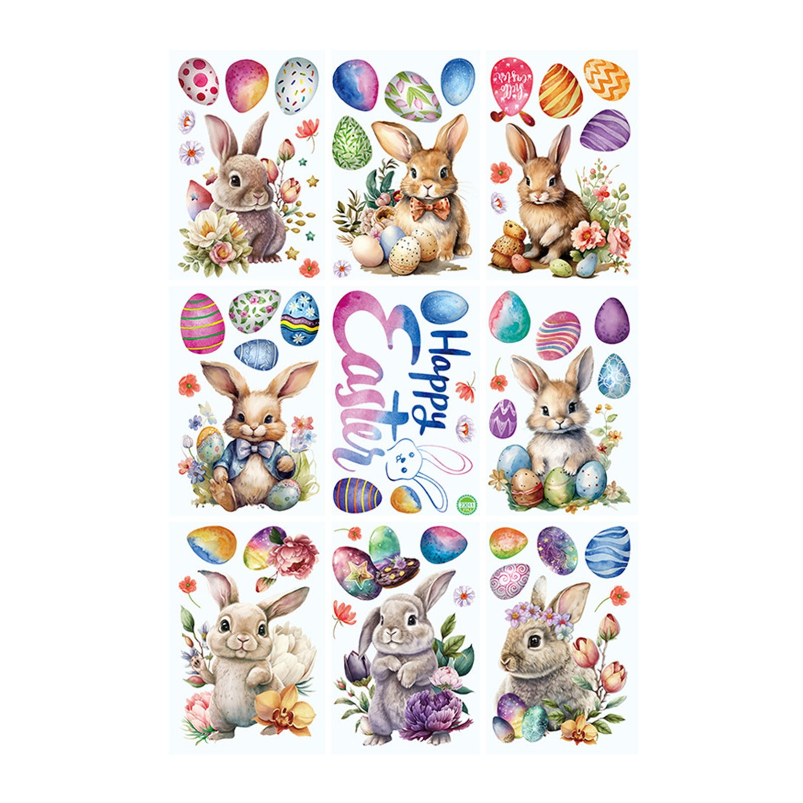 Darzheoy 9 Sheets Easter Window Clings Easter Bunny Egg Window Decals ...