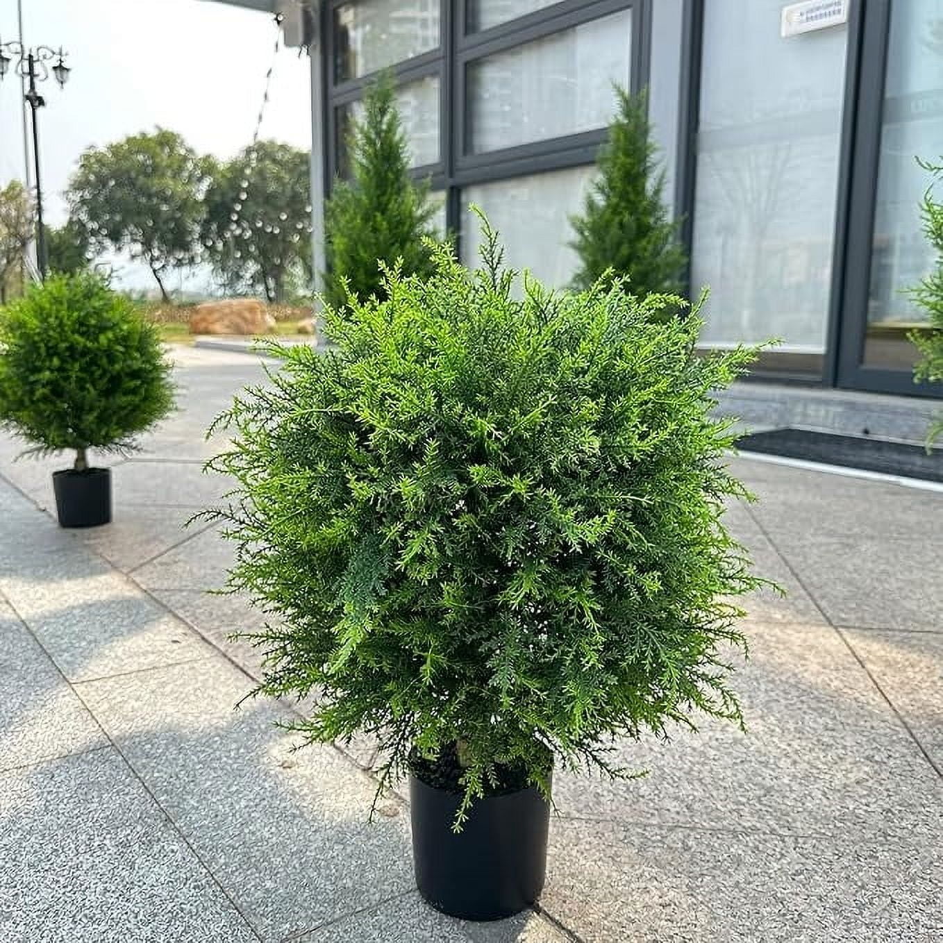 Darzheoy Artificial Cedar Topiary Ball Trees, Ground Spike, 24.8" UV ...