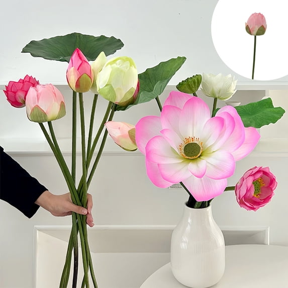 Darzheoy Artificial Lotus Bouquets, Fake Realistic Flowers Stems Lotus ...