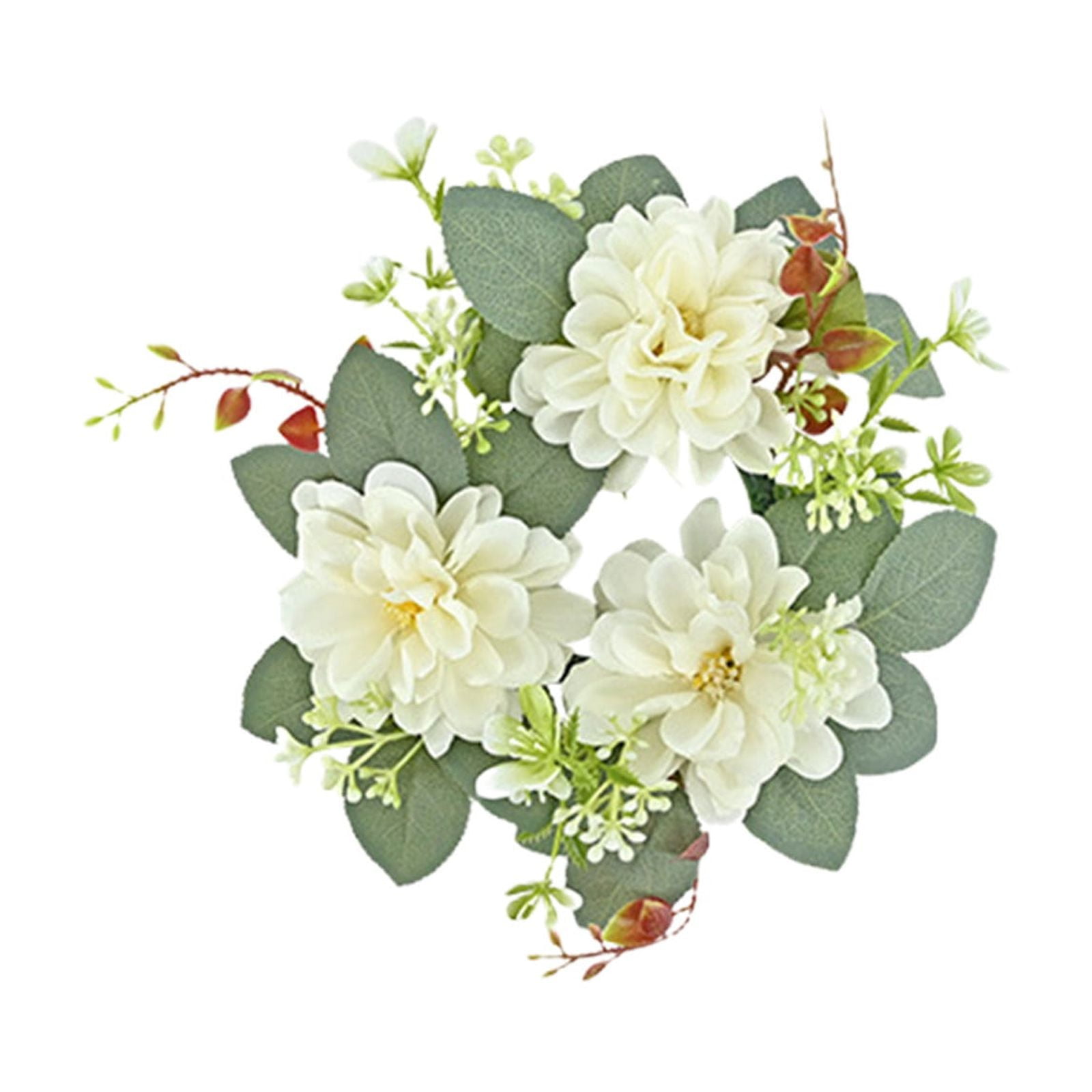 Darzheoy Artificial Rose Candle Rings Flower Wreath with Hydrangea ...