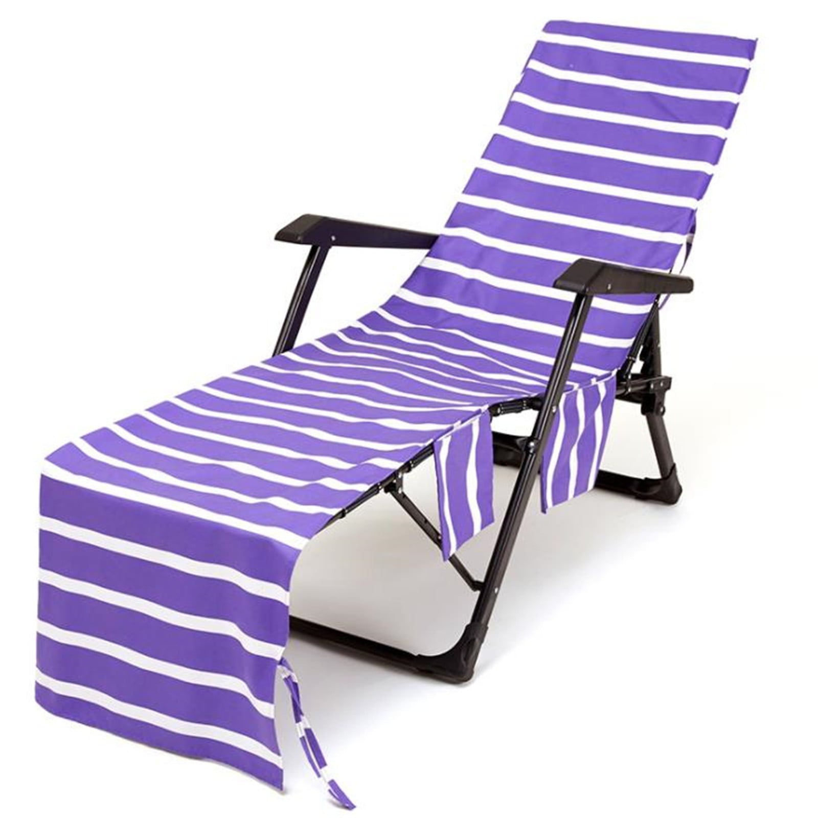 Darzheoy Beach Chair Towel, Chaise Lounge Cover with Pockets Pool Chair ...