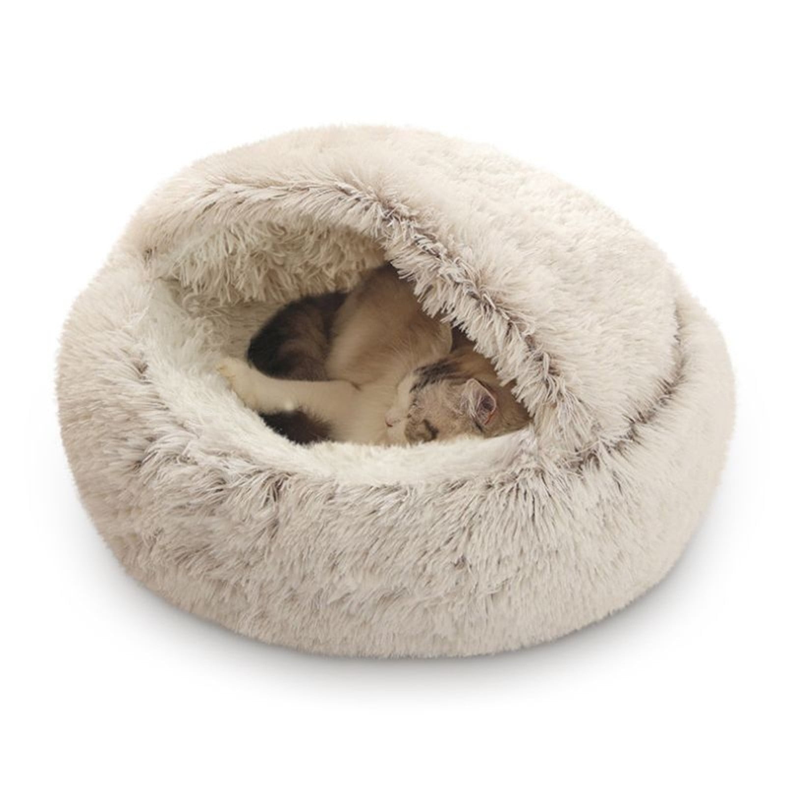 Darzheoy Cat Bed Round Plush Hooded Cat Bed Cave, for Indoor Cats or ...