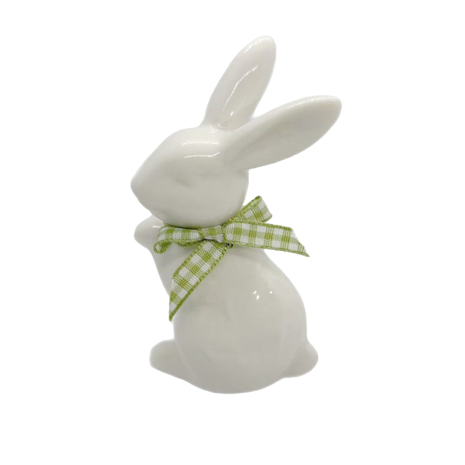 Darzheoy Ceramic Bunny Figurine Decor Easter Rabbits Statues with Plaid ...