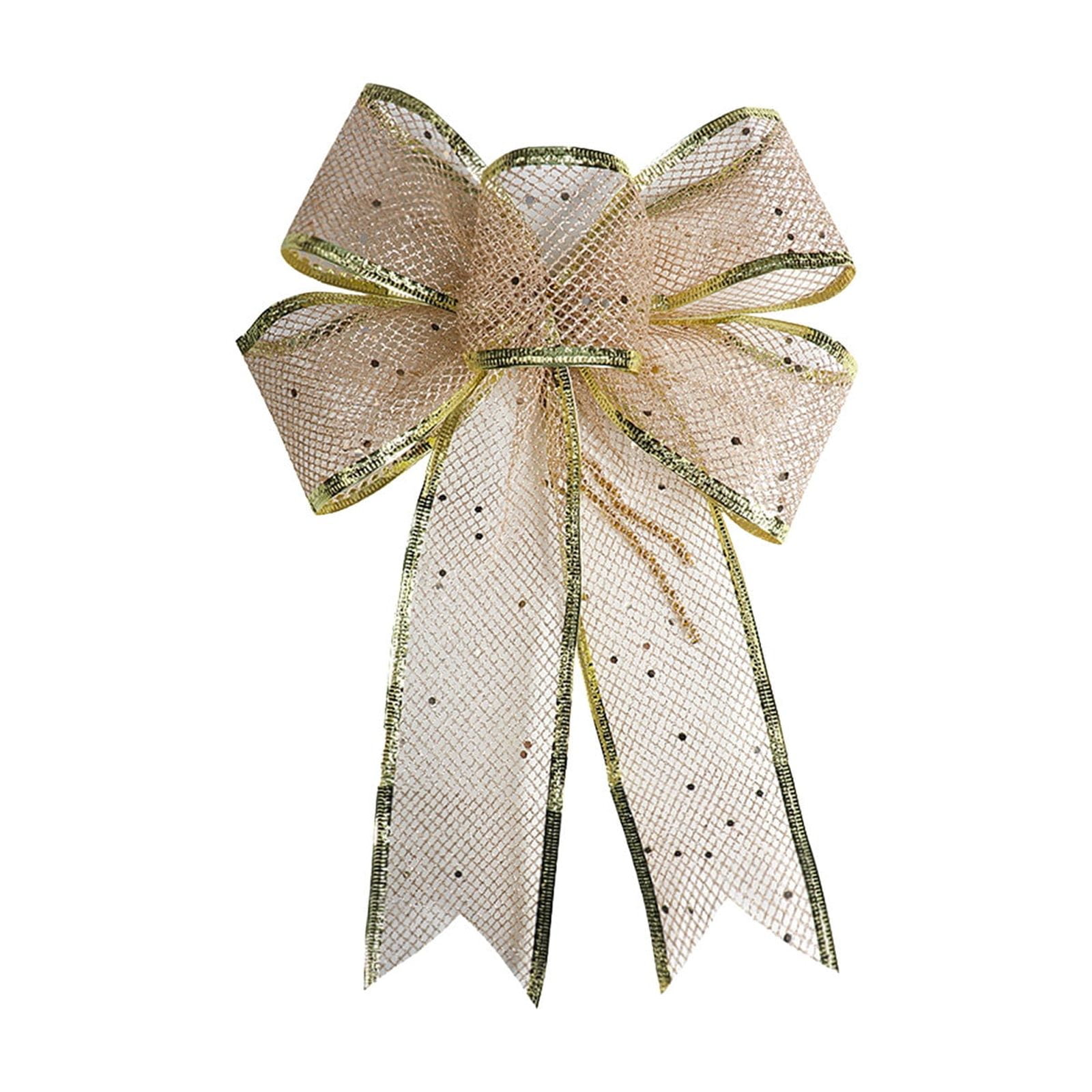 Darzheoy Christmas Bows Decoration Christmas Gold Mesh Bow with Gold ...