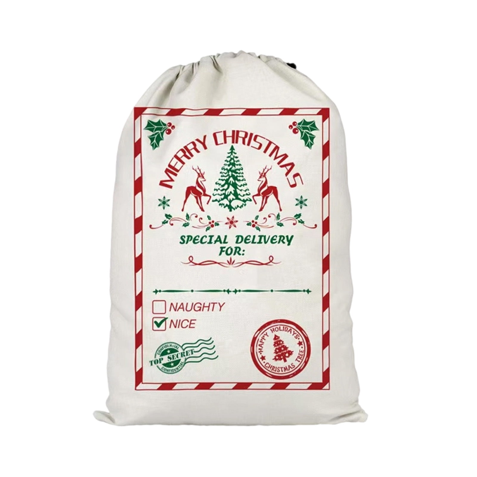 Darzheoy Christmas Candy Gift Bag Canvas Bundle Pocket Large Size for ...