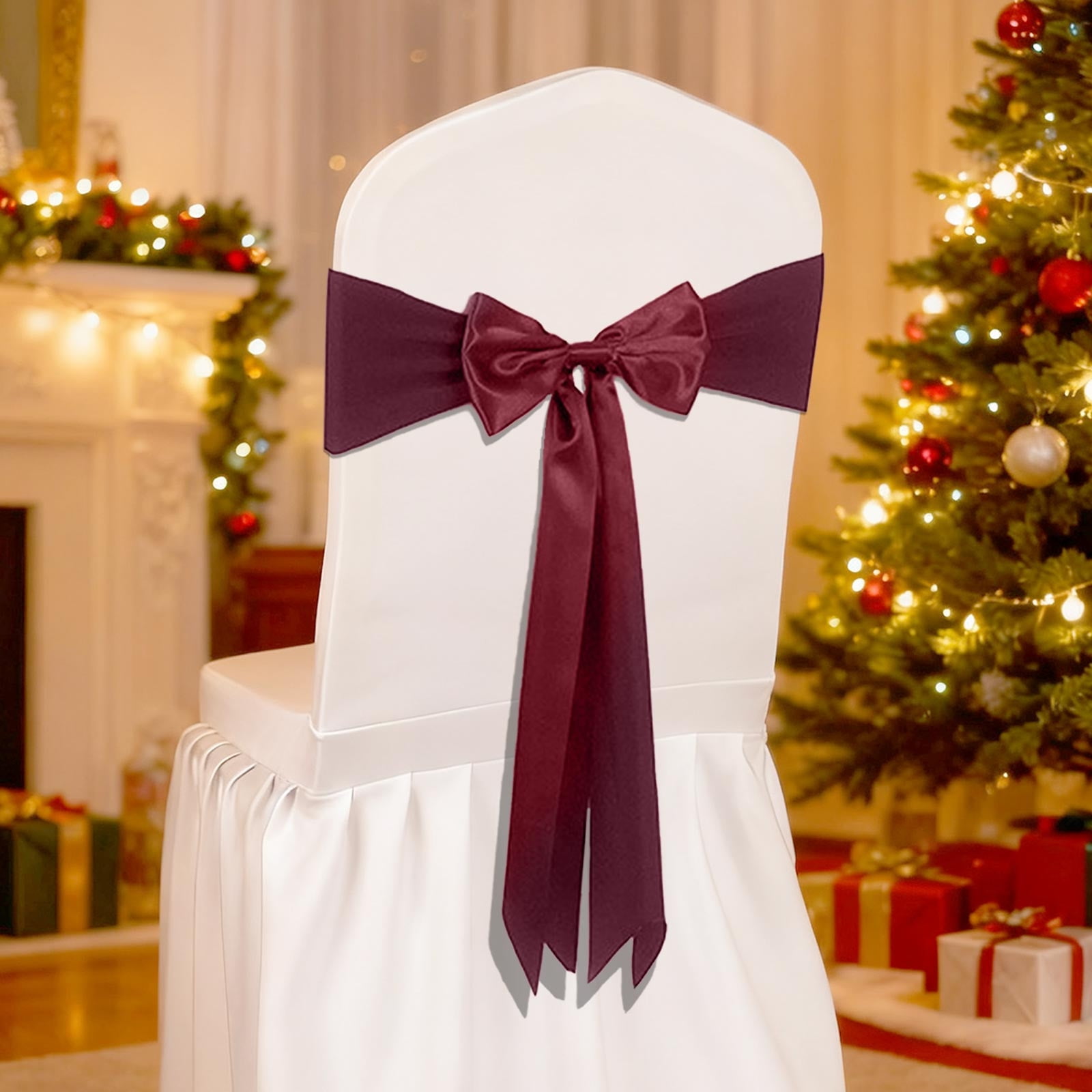 Darzheoy Christmas Chair Bow Stretch Decorative Bow Ties for Holiday ...