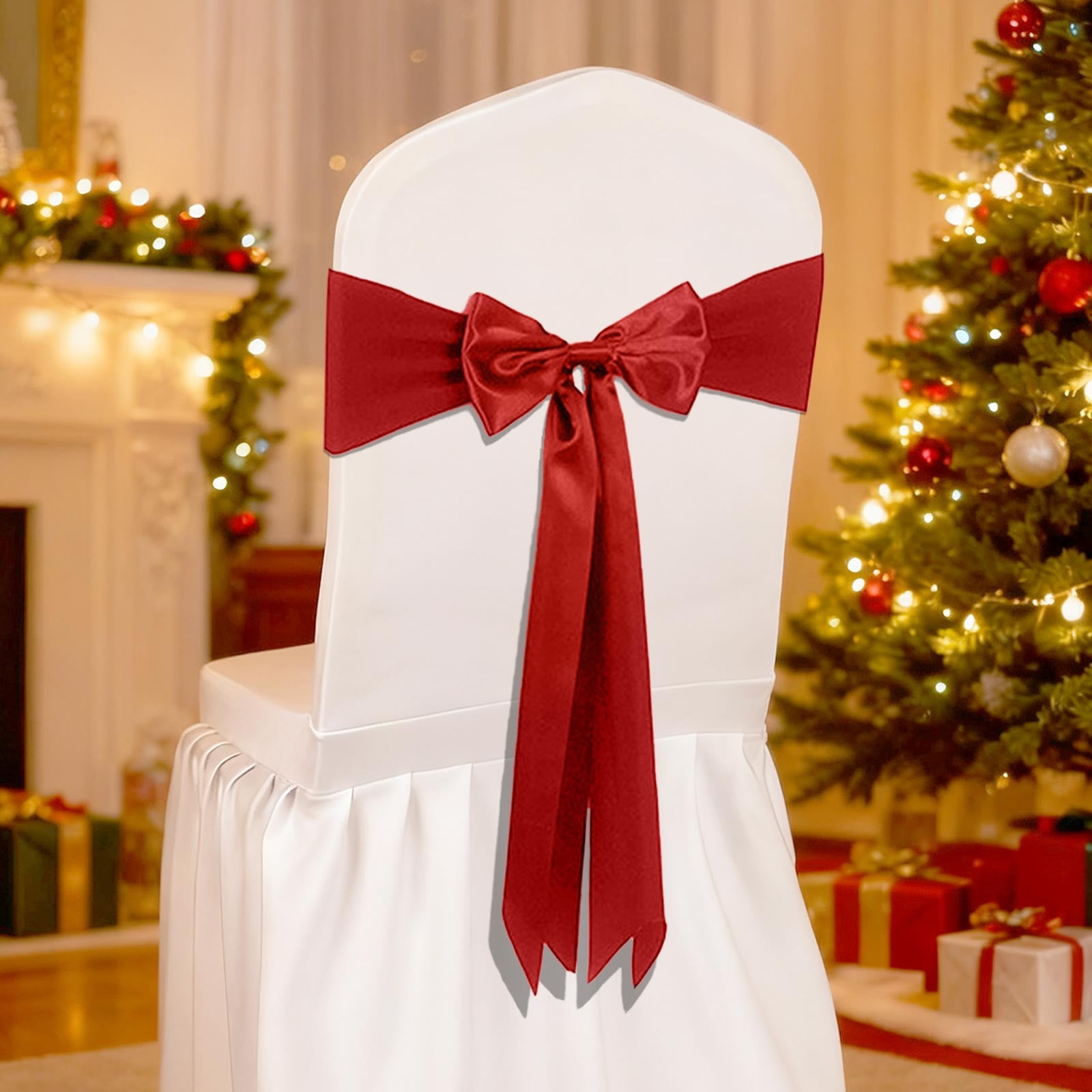 Darzheoy Christmas Chair Bow Stretch Decorative Bow Ties for Holiday ...