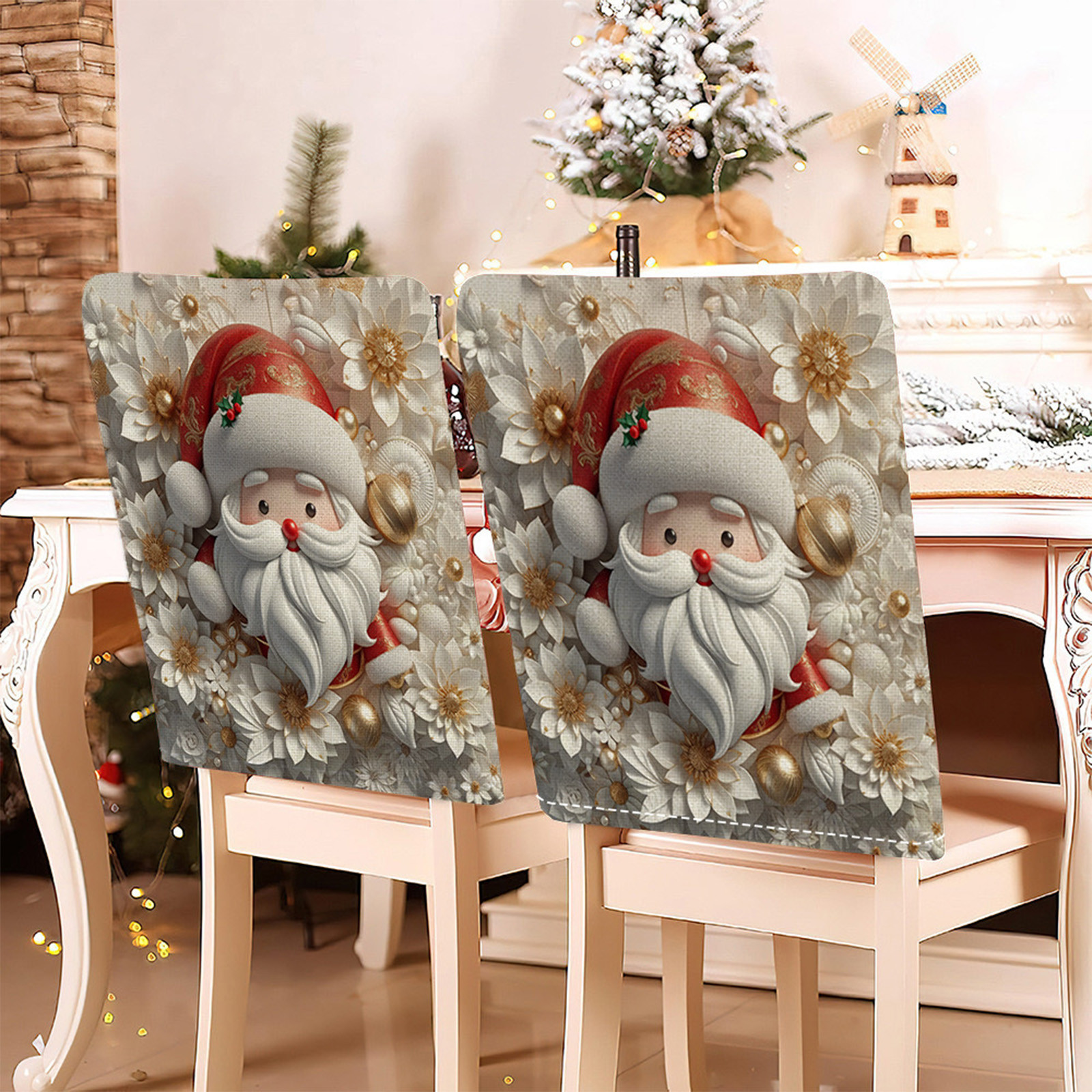 Darzheoy Christmas Chair Covers, 3D Festive Design for Dining Room ...