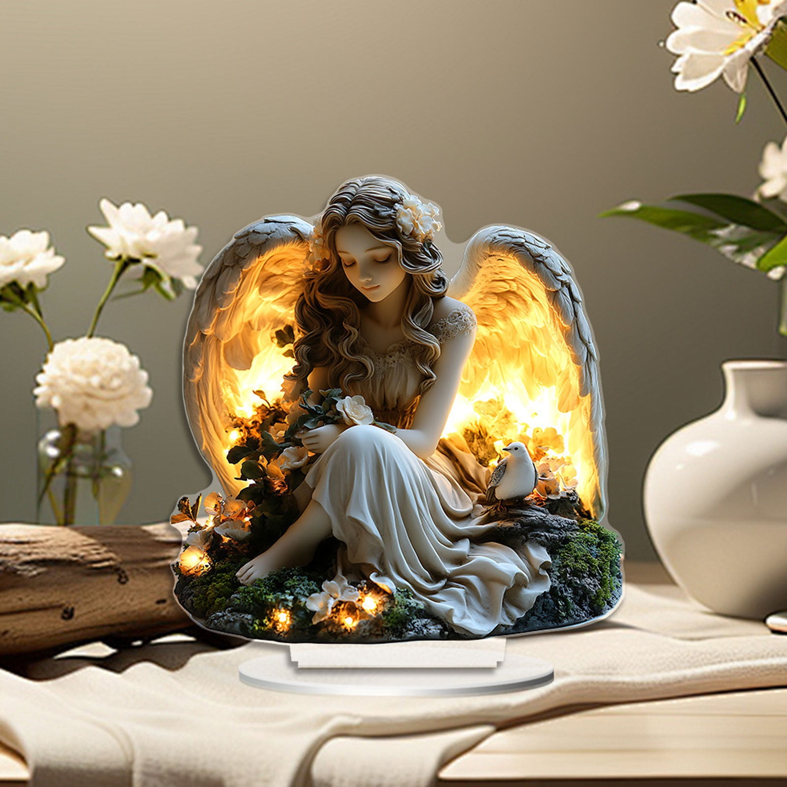 Darzheoy Christmas Table Centerpieces Angel Desktop Decoration Home ...