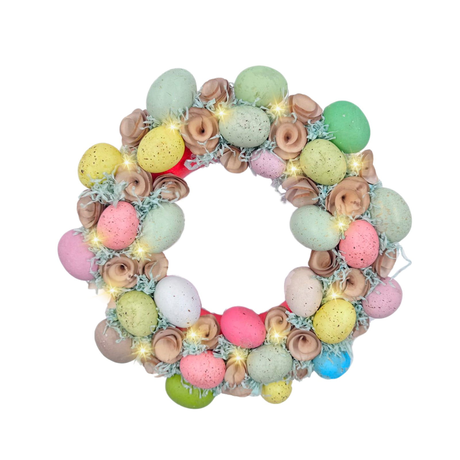 Darzheoy Colorful Easter Egg Wreath, 16 Inch Artificial Easter Wreaths ...
