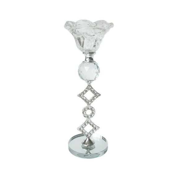 Darzheoy Crystal Candle Holder Flower Design Alloy with Rhinestone for ...