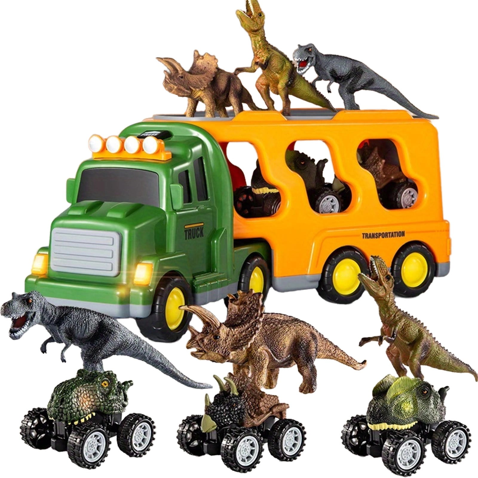 Darzheoy Dinosaurs Truck Toys for Boys 3-5 Years, Transport Car with 3 ...