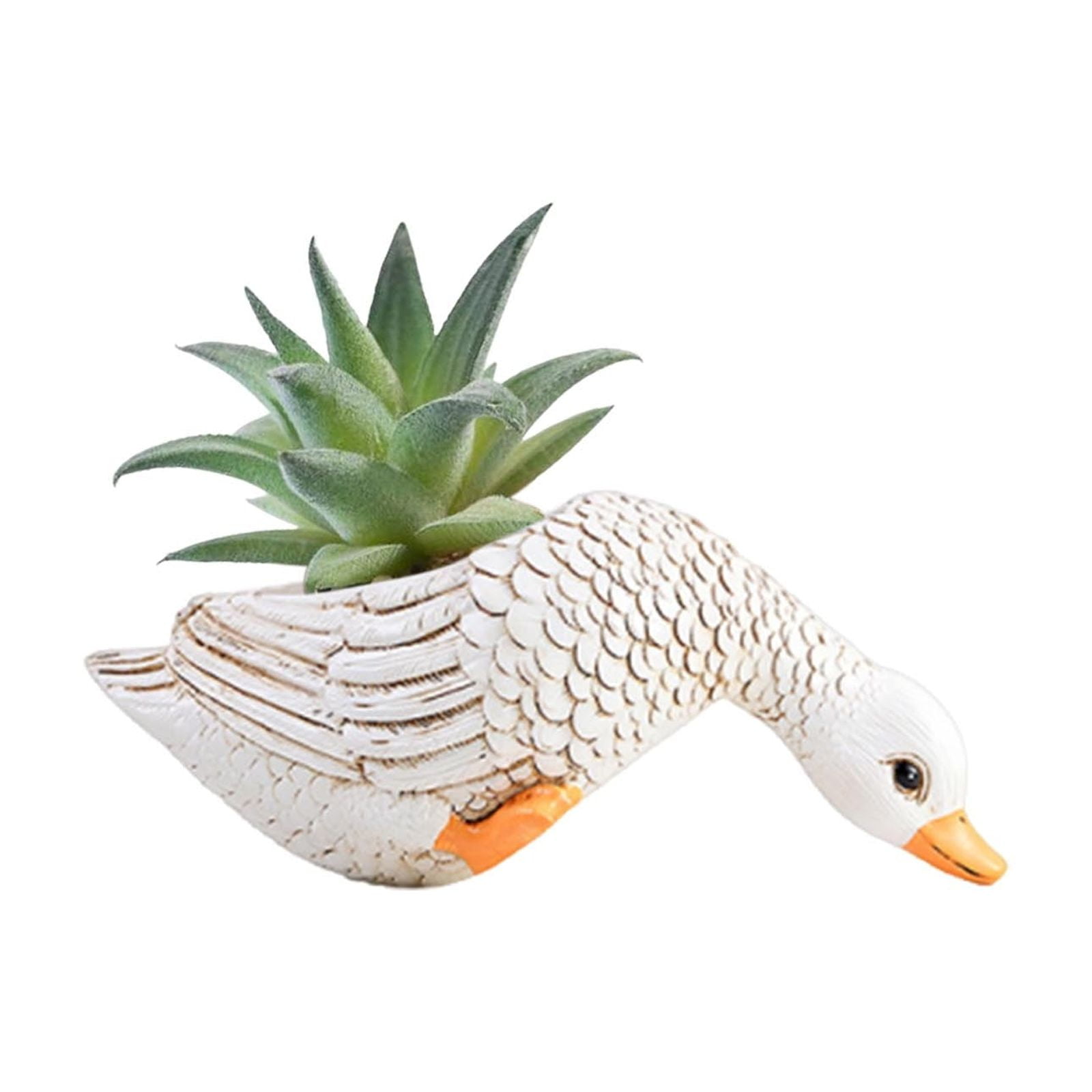Darzheoy Duck Planter Flower Pot, with Synthetic Resin & Metal Duck ...