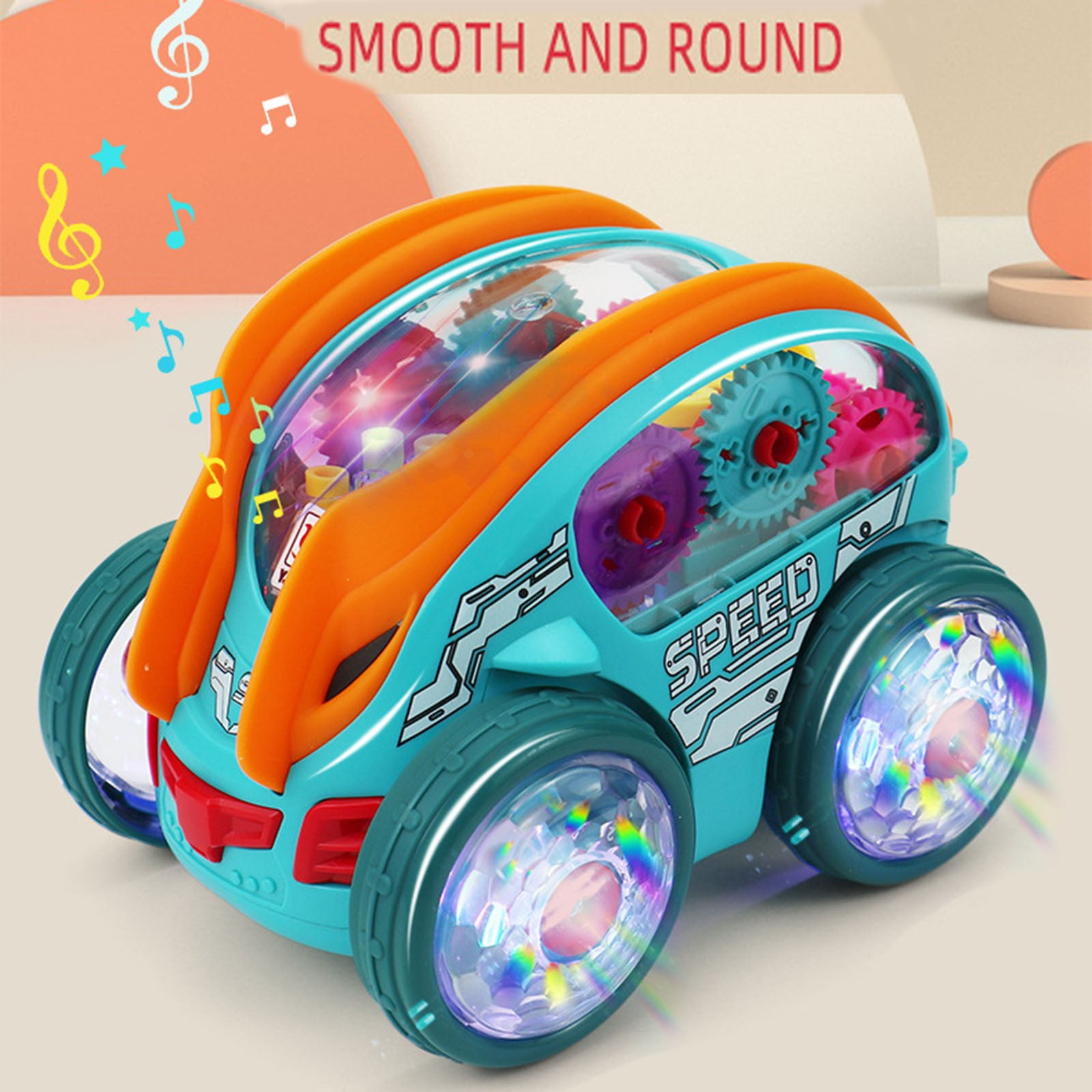 Darzheoy Dynamic Gear-Powered Car with Led Lights, Kids Transparent ...