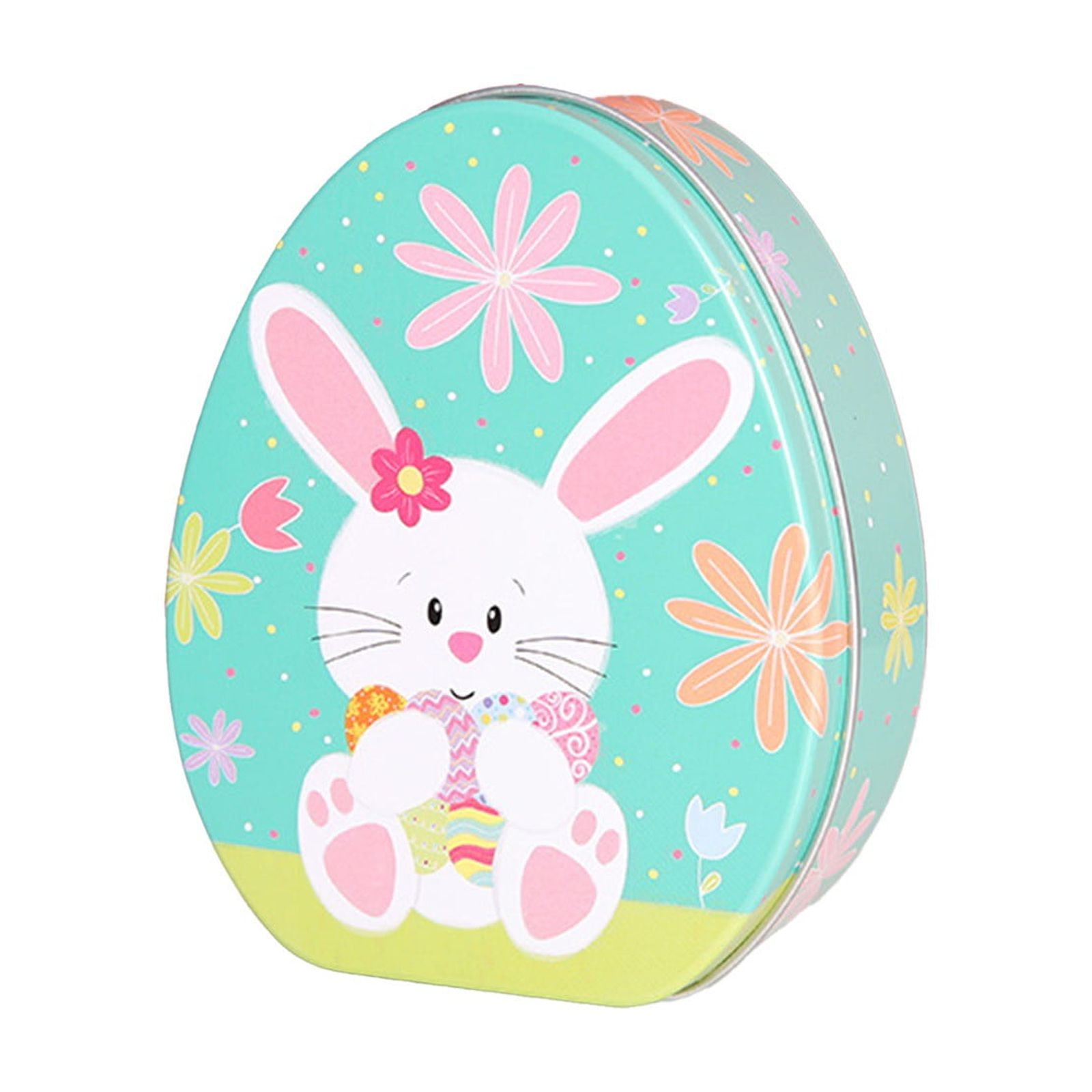 Darzheoy Easter Cookie Tins Easter Tin Box Metal Easter Egg Shaped Tin ...