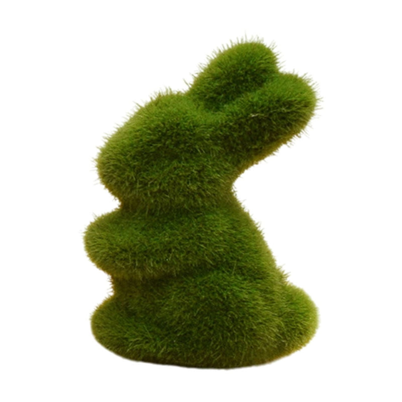 Darzheoy Easter Moss Bunny Figurine Furry Flocked Green Standing Rabbit ...
