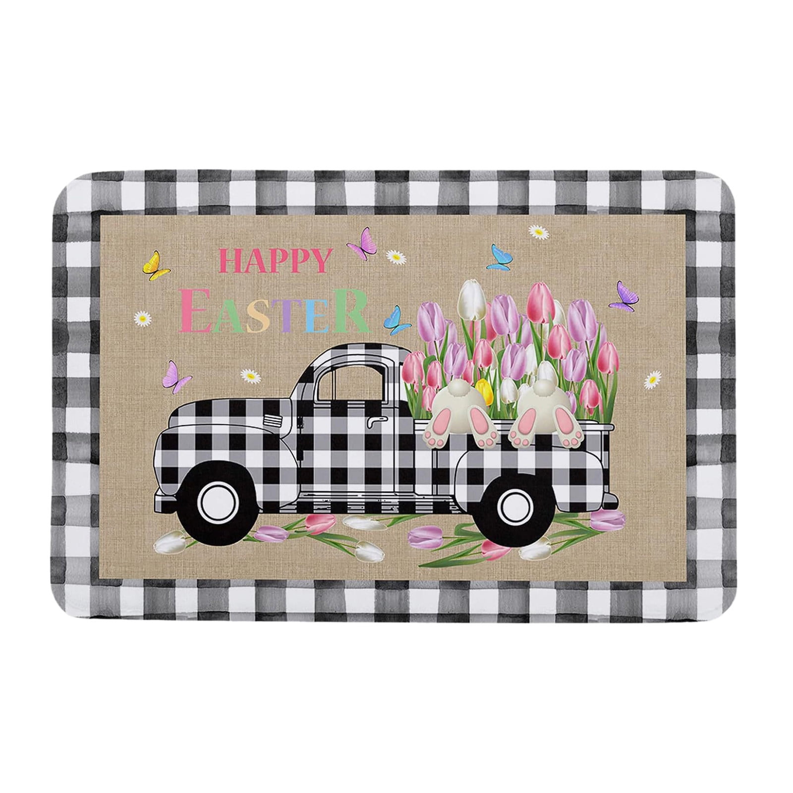 Darzheoy Easter Welcome Doormat Bunny Spring Indoor Outdoor Front Porch ...