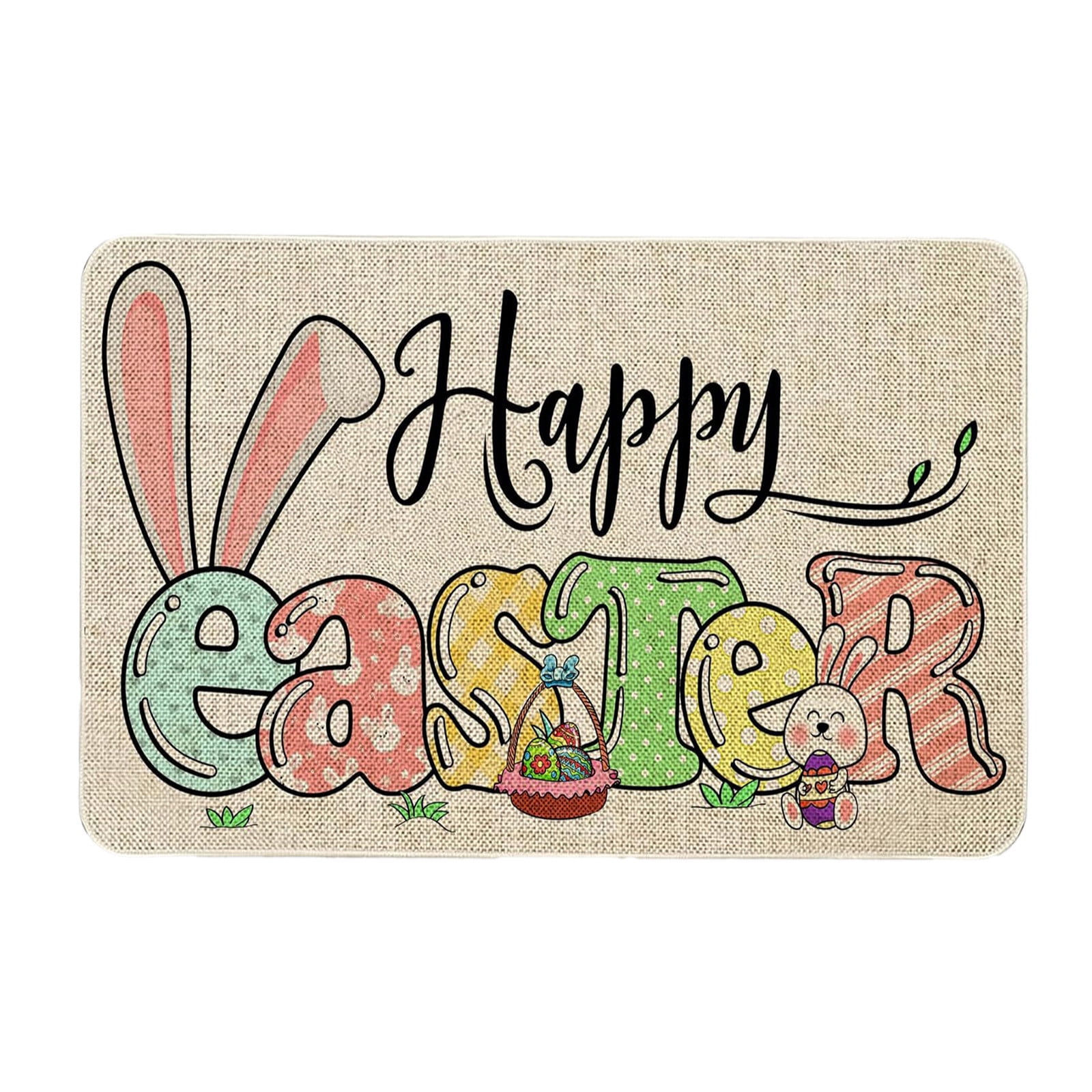 Darzheoy Easter Welcome Doormat Bunny Spring Indoor Outdoor Front Porch ...