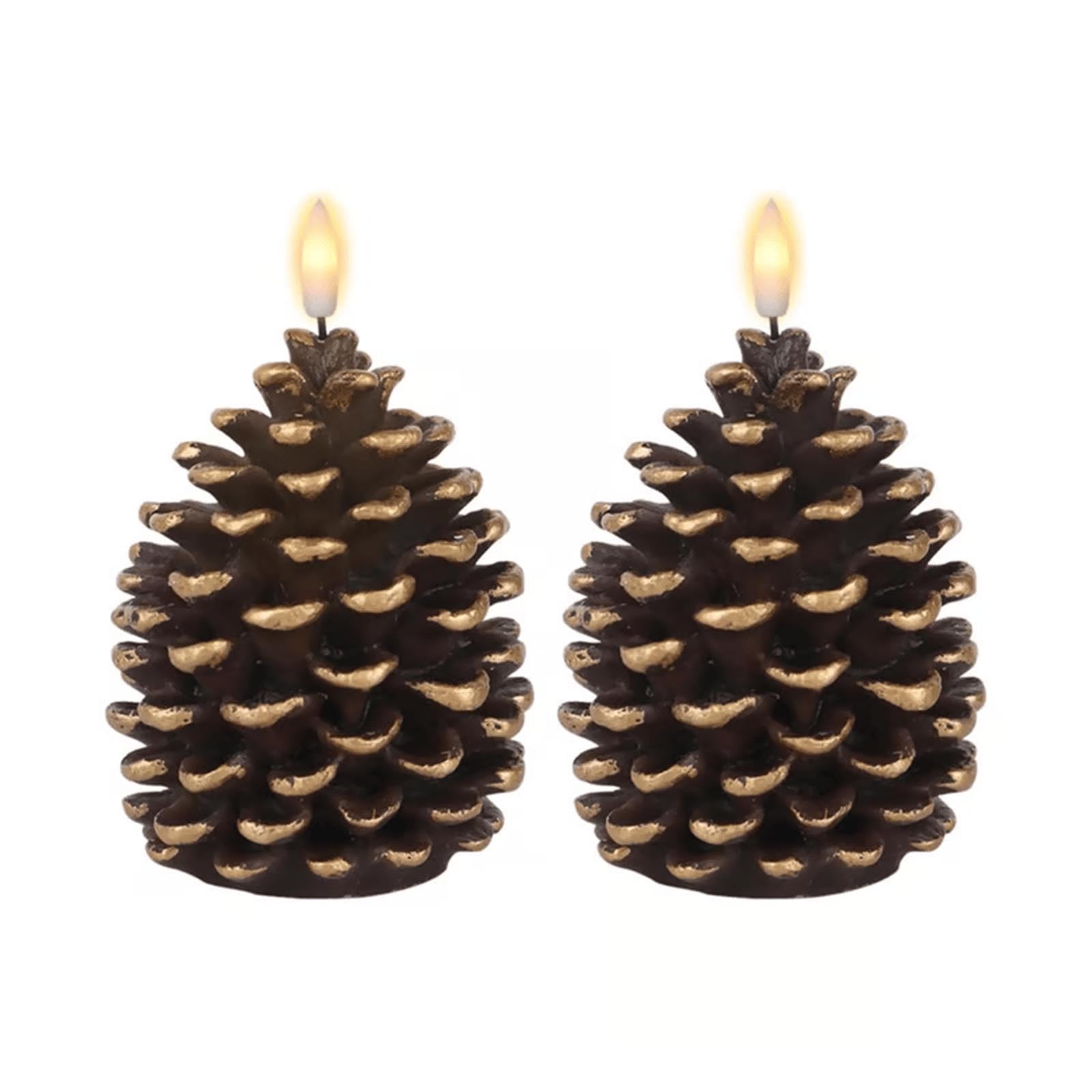 Darzheoy Flameless Pinecone Candles Battery Operated Set of 2 Real ...