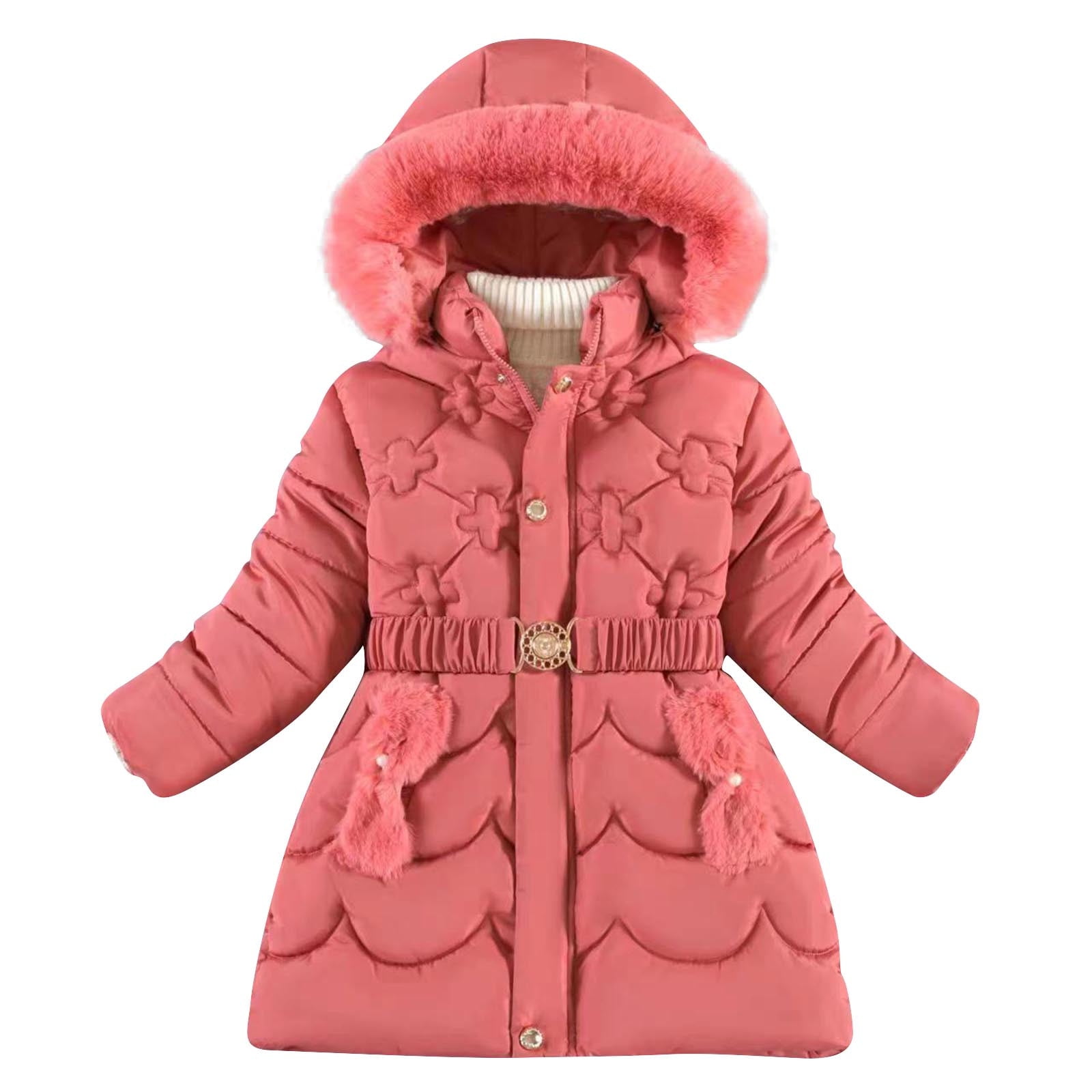 Darzheoy Girl Winter Coats Heavyweight Hooded Puffer Jacket Kid Parka Fleece Snow Outwear ...