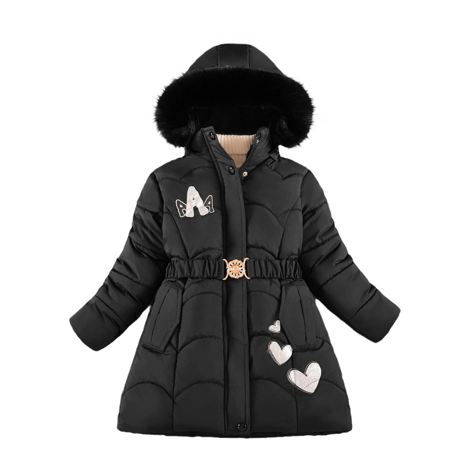 Darzheoy Girl Winter Coats Heavyweight Hooded Puffer Jacket Kid Parka Fleece Snow Outwear ...