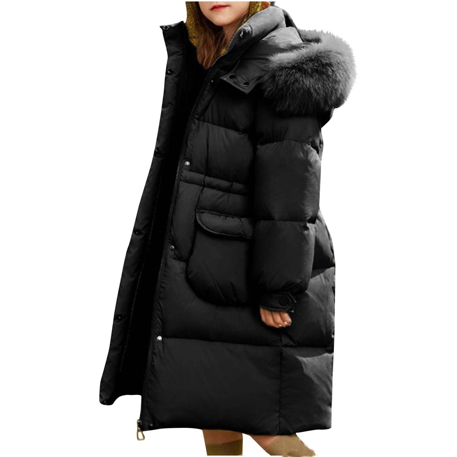 Darzheoy Girl's Winter Jacket Long Puffer Coat Fleece Outerwear Jacket ...