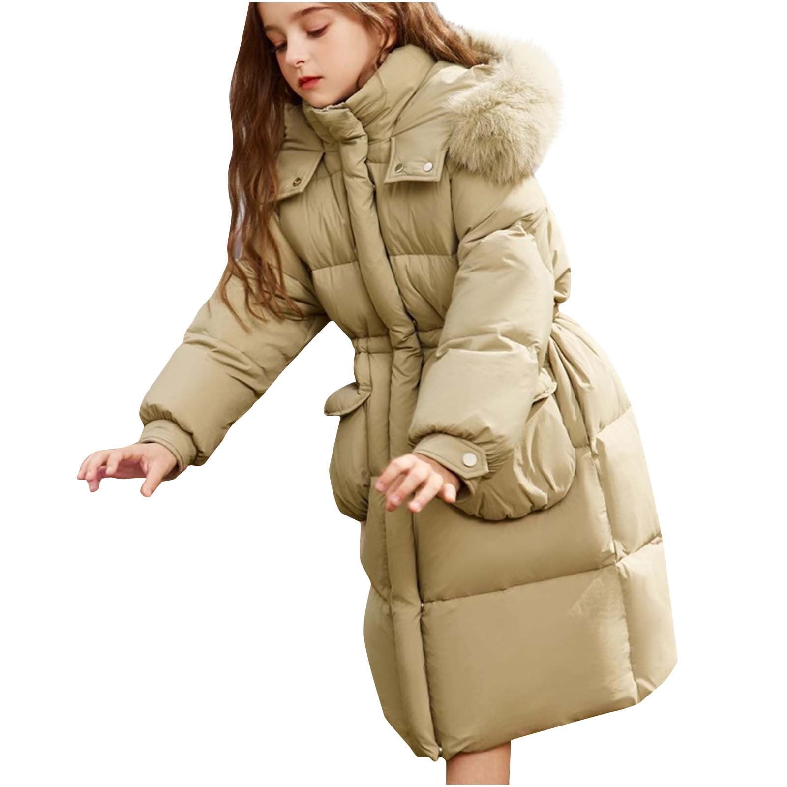 Darzheoy Girl's Winter Jacket Long Puffer Coat Fleece Outerwear Jacket ...