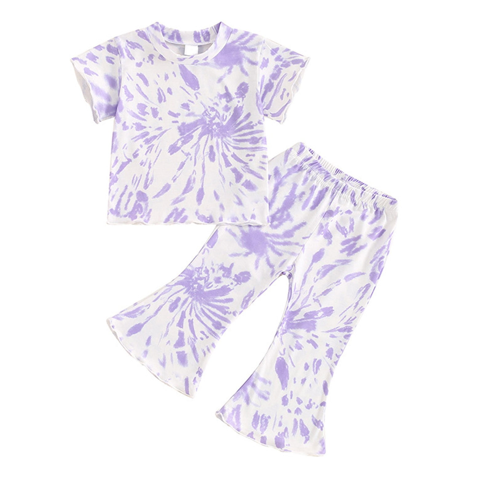 Darzheoy Girls Outfits Tie-Dyed Round Neck Solid Color Clothes Casual ...