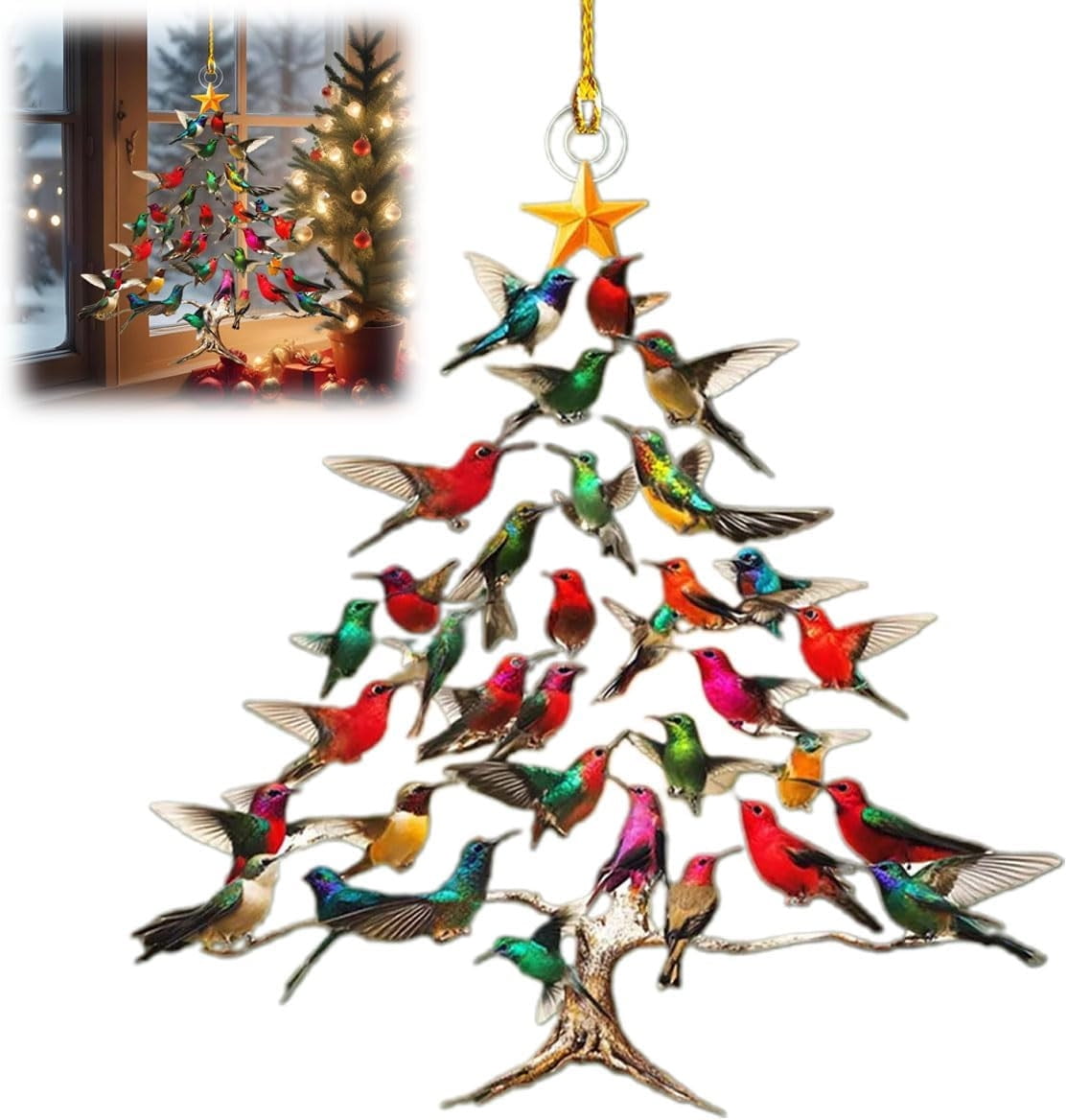 Darzheoy Hummingbird Ornament, Hummingbird Christmas Tree Ornament, 2D ...
