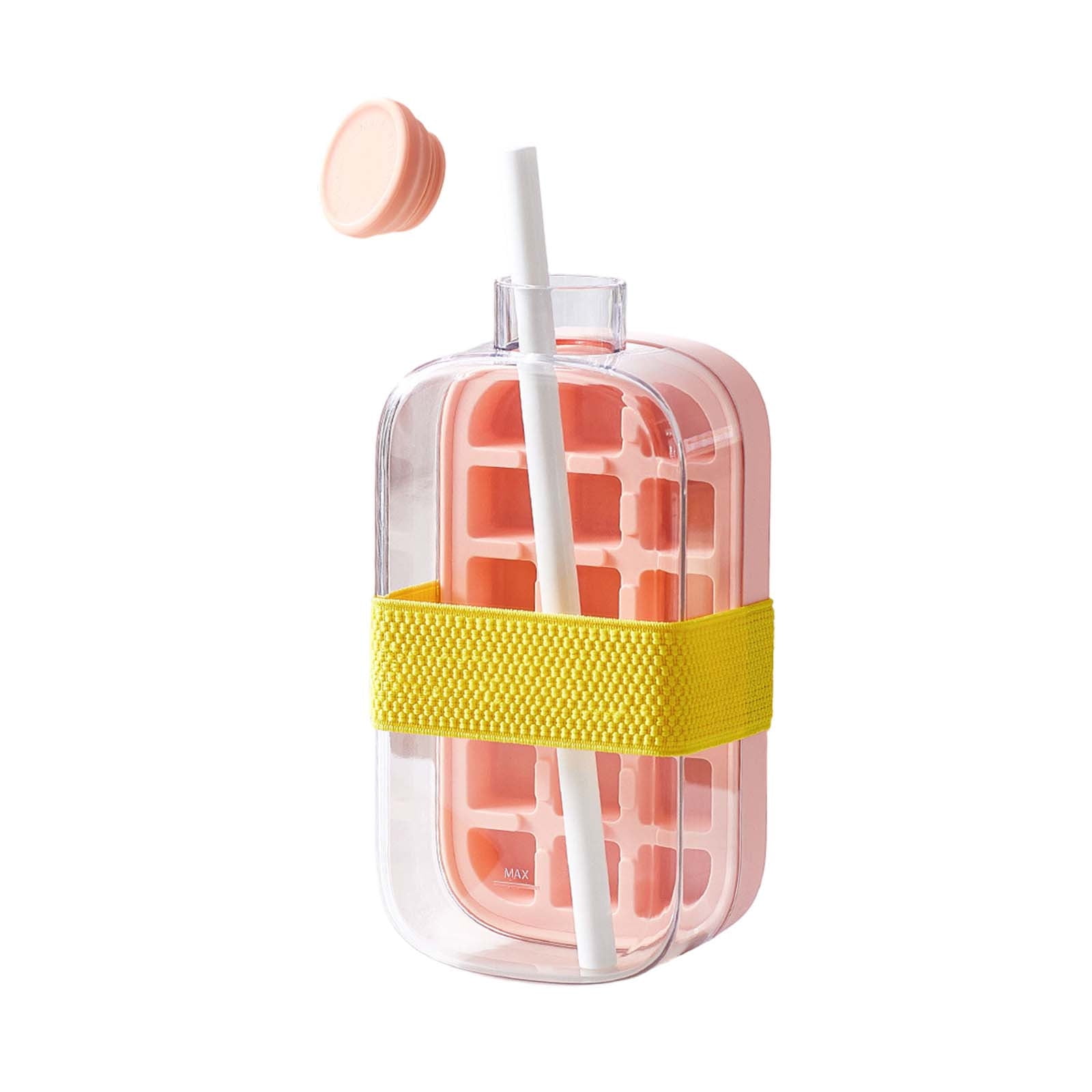 Darzheoy Ice Cube Bottle, 2 in 1 Touch-Free Ice Cube Tray Water Bottle ...