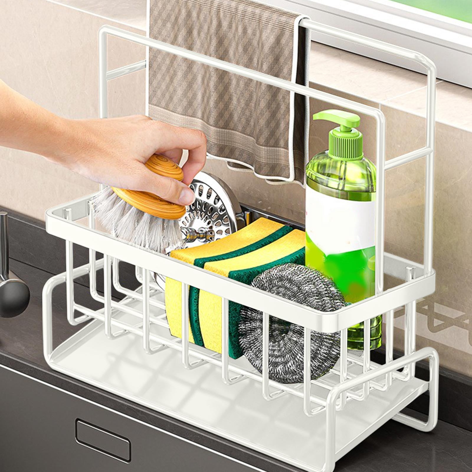 Darzheoy Kitchen Sink Drying Rack, Double Rod Stainless Steel Rags ...