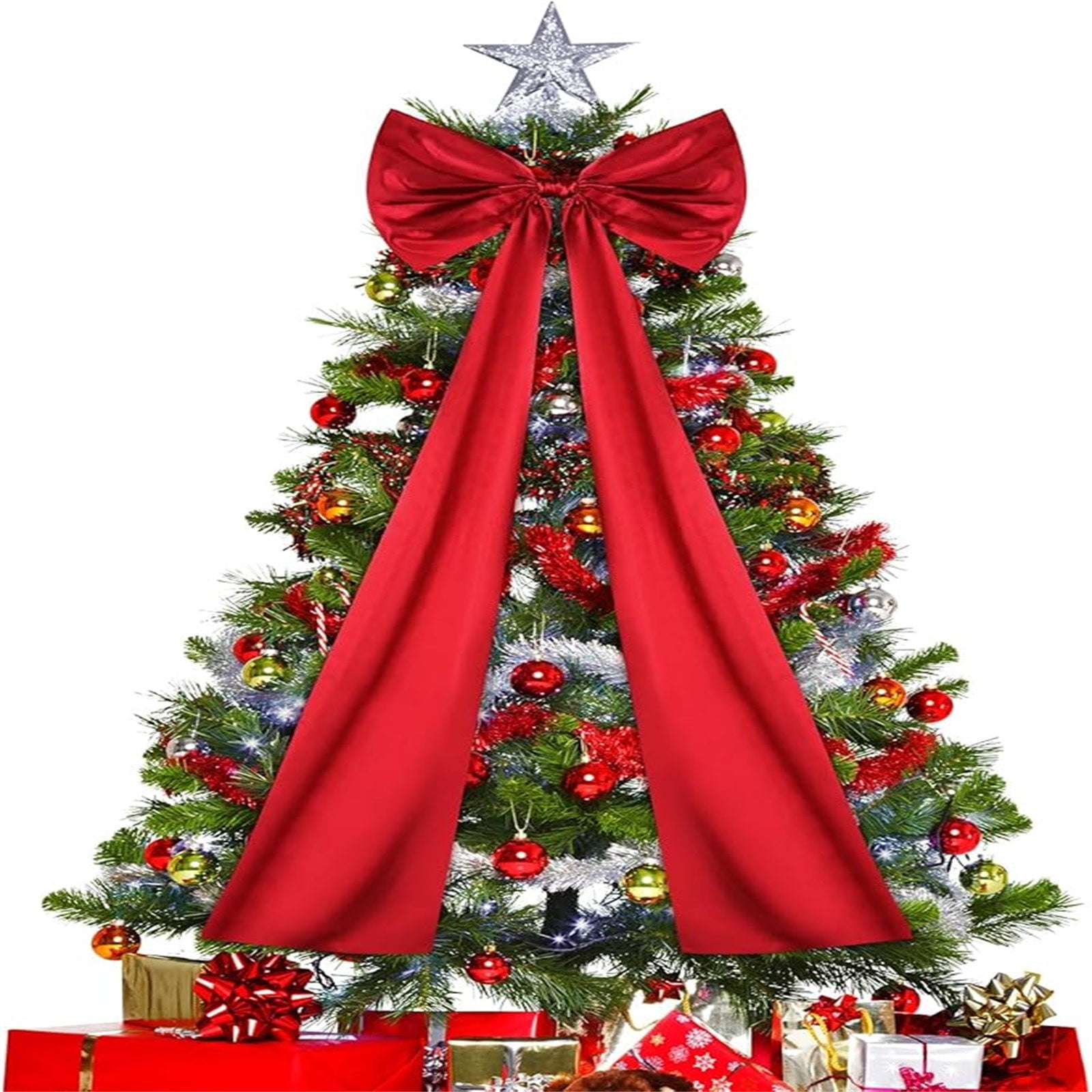 Darzheoy Large Christmas Tree Topper Bow Red Christmas Bows Outdoor ...