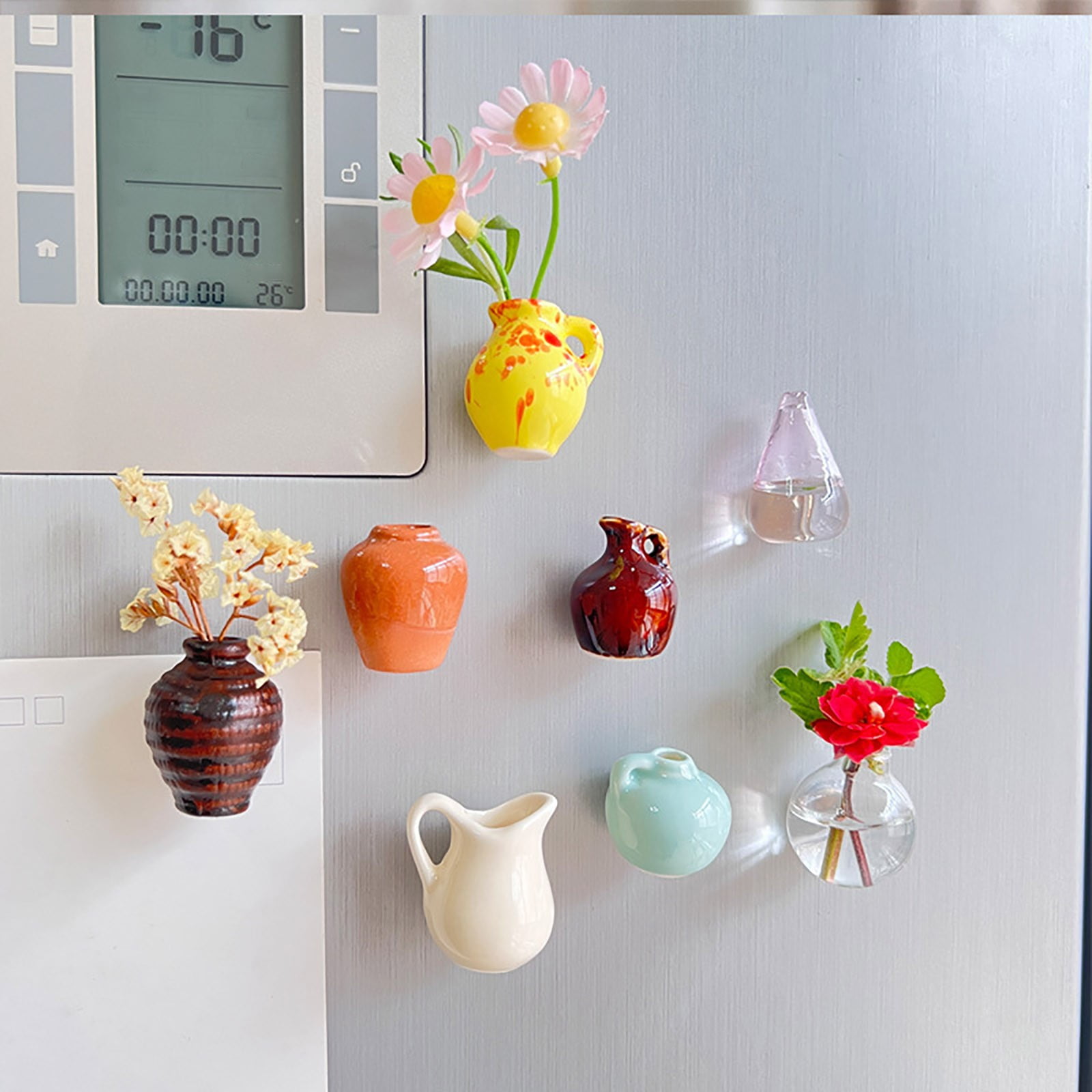 Darzheoy Mini Vase Magnets Mini Ceramic Vase Refrigerator Magnets ...
