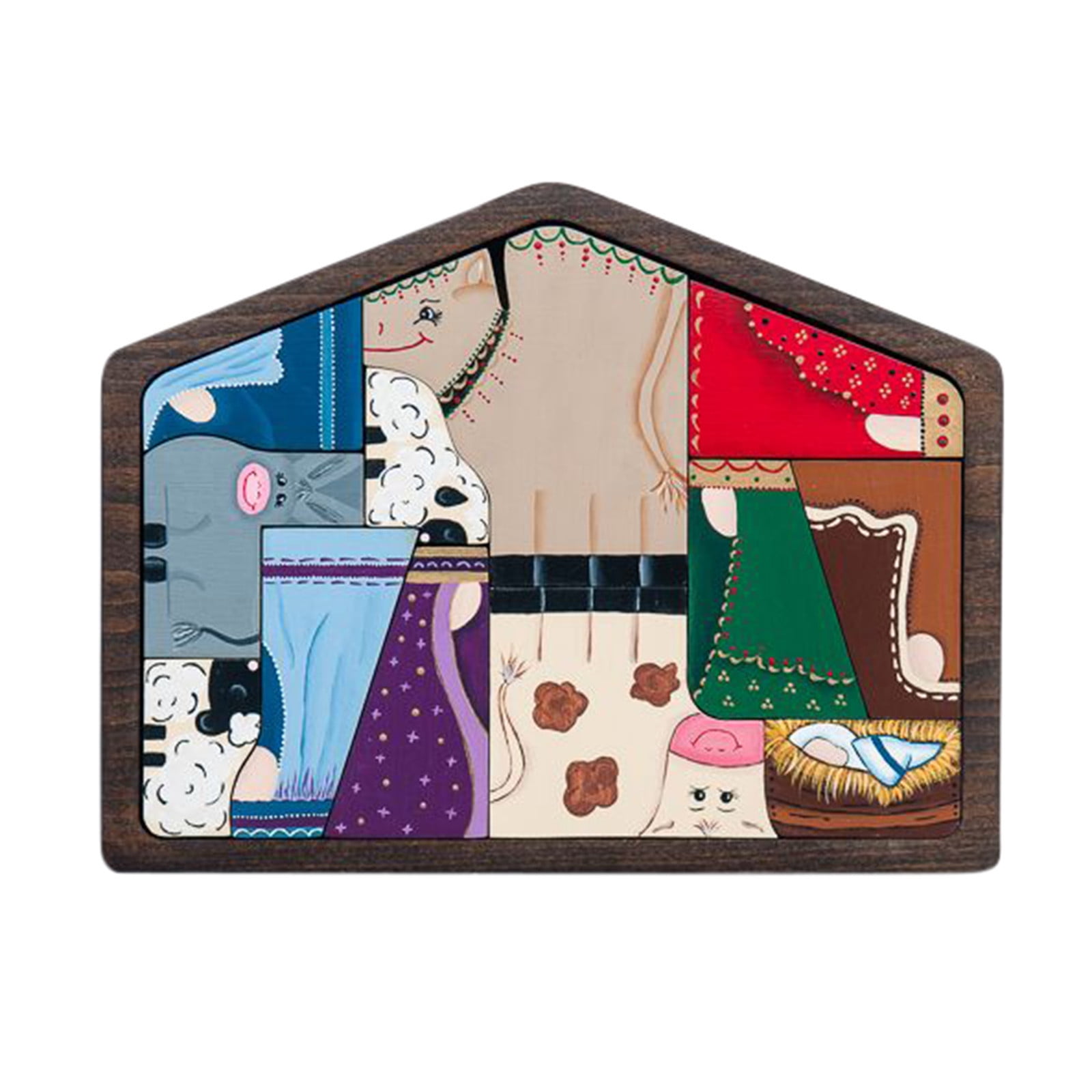 Darzheoy Nativity Puzzle, Large Wooden Jesus Puzzle Statue, Wood Burned ...