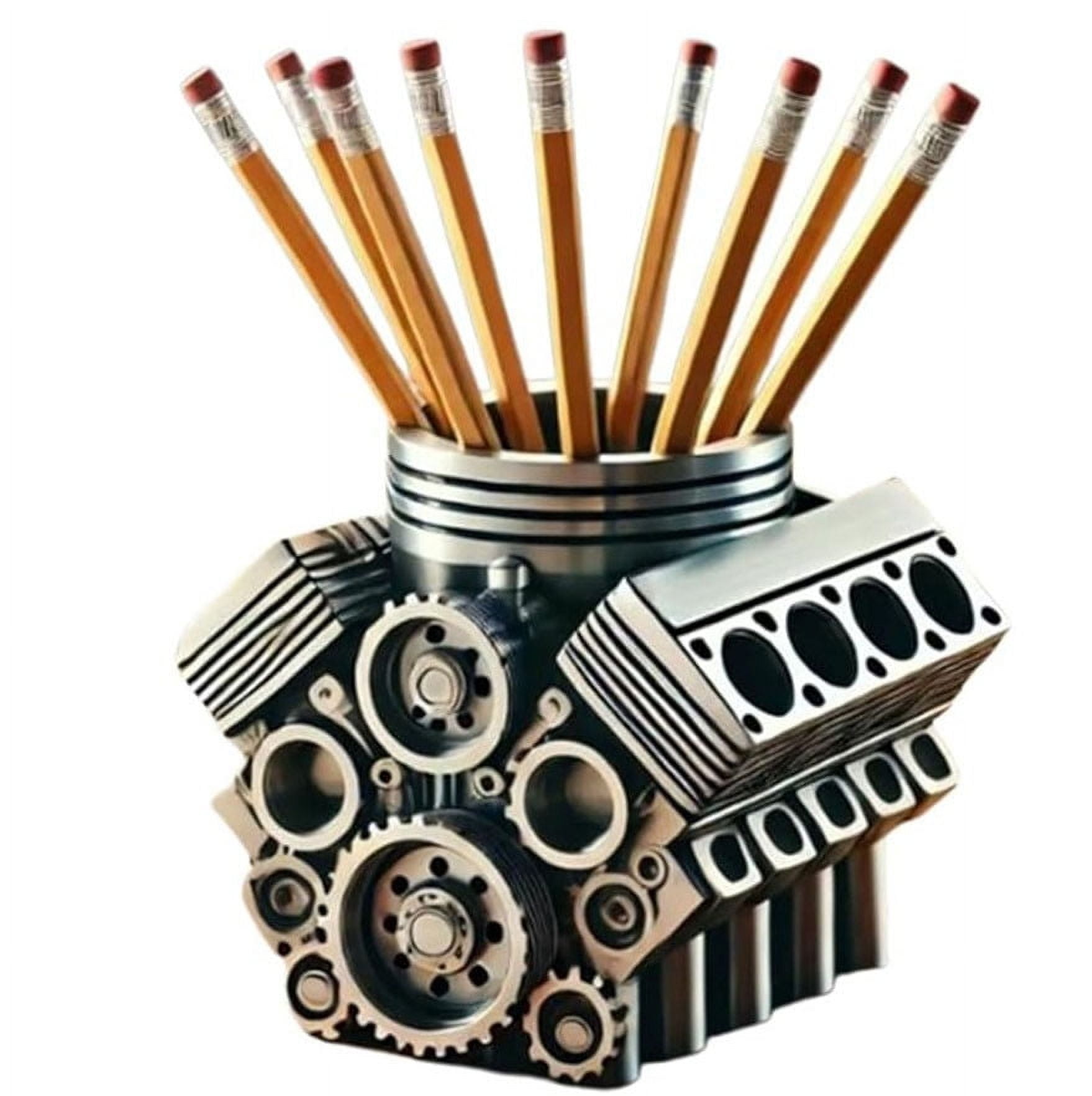 Darzheoy Pen Holder with V8 Engine Creative Car Desk Organizer Pen ...