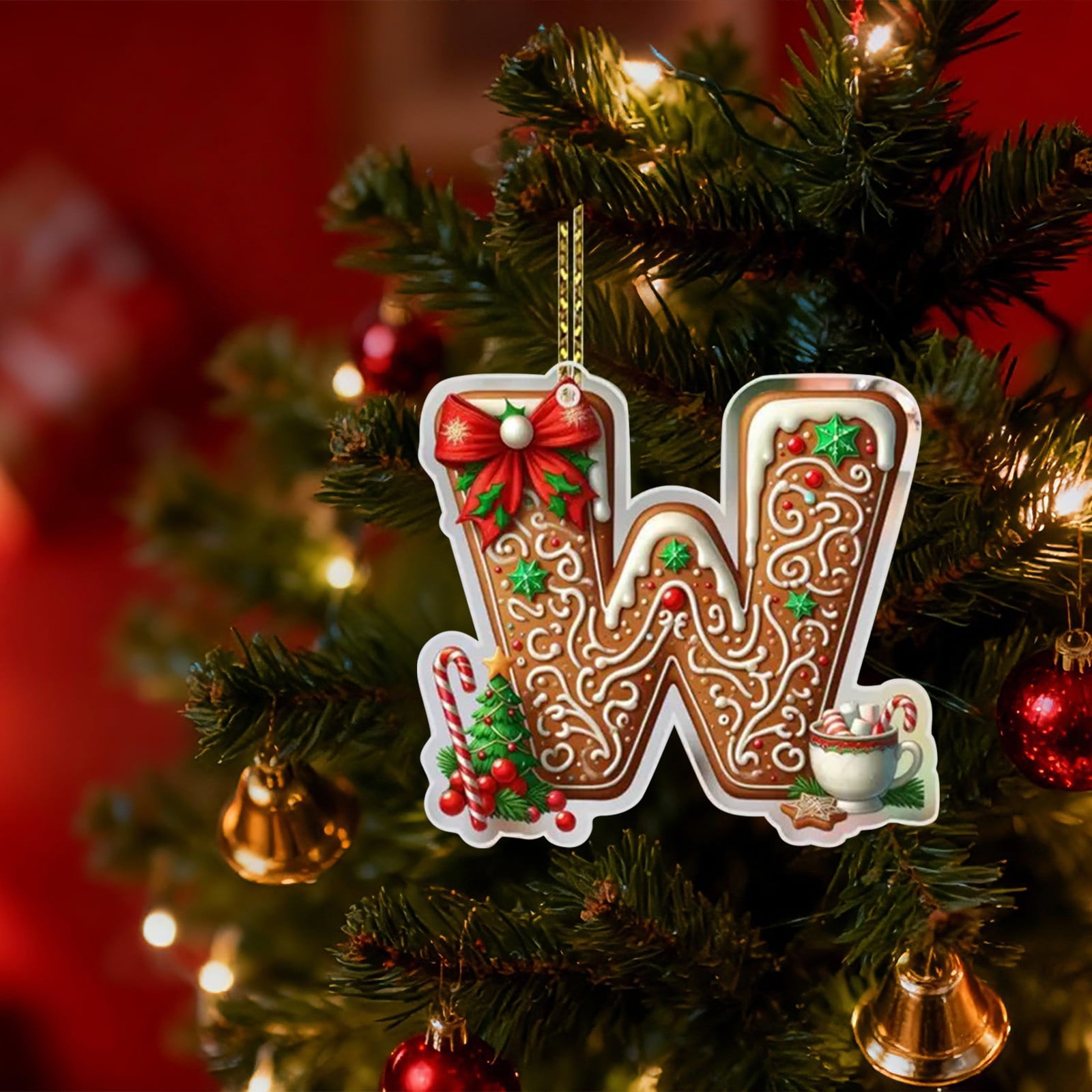 Darzheoy Personalized Christmas Tree Letters Ornaments, 26 Alphabet ...