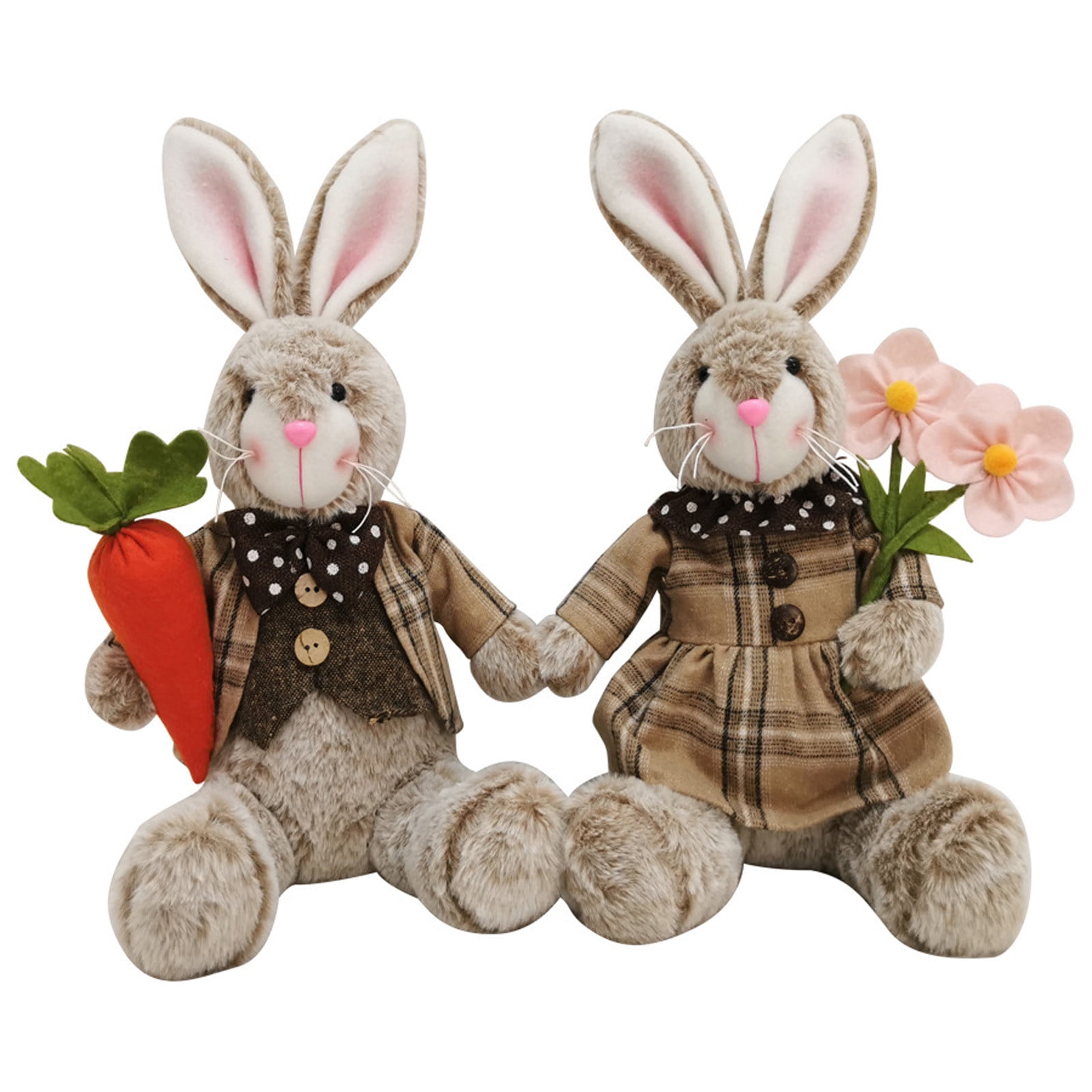 Darzheoy Plush Easter Bunny, 13.7 Inch Handmade Huggable Rabbits Couple ...