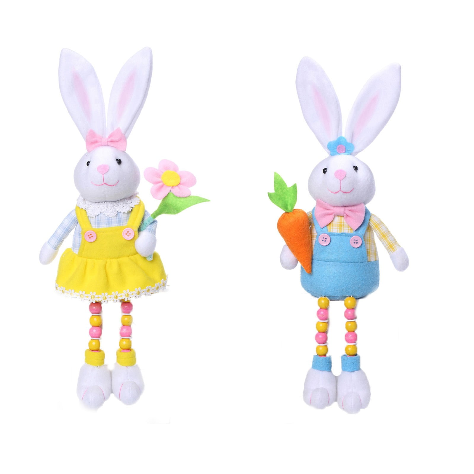 Darzheoy Plush Easter Bunny, Easter Rabbit Doll Holding Radish Flower ...
