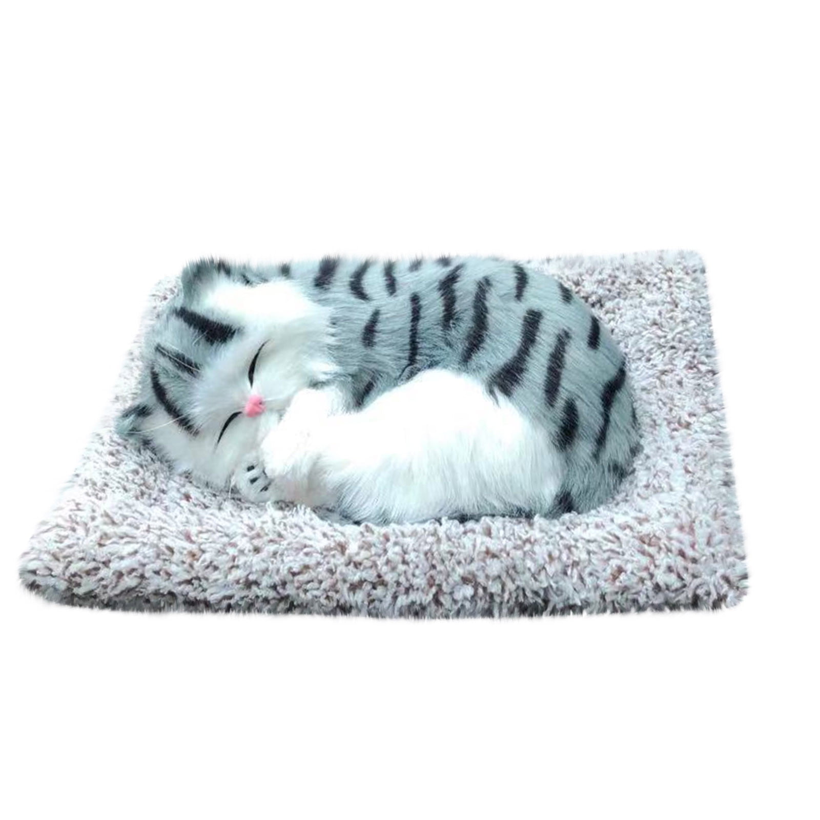 Elainilye Realistic Sleeping Cat Doll Toy, Mini Kitten in Pet Pad with ...