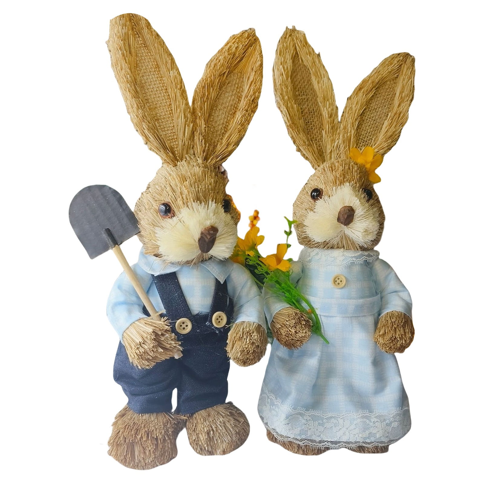 Darzheoy Set of 2 Easter Decorations 14" Bunny Figurines Tabletop ...