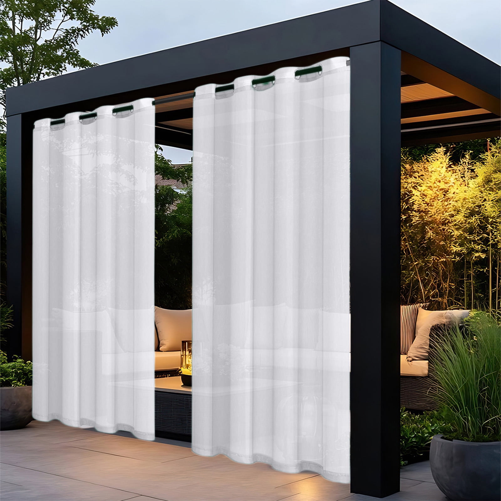 Darzheoy Sheer Outdoor Curtains for Patio Waterproof/Weatherproof, Fade ...