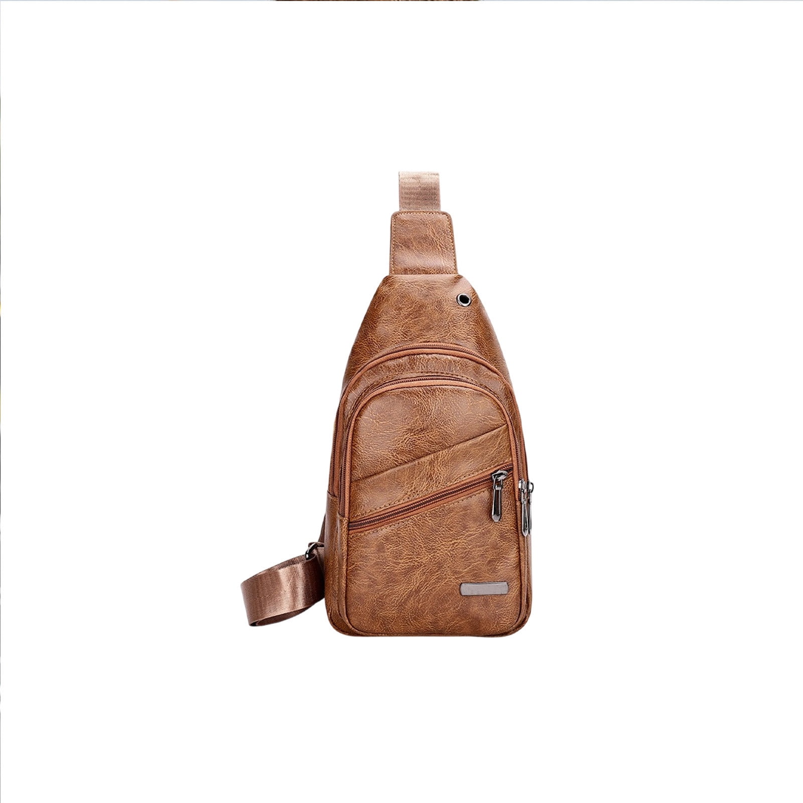 Darzheoy Sling Bag for Men, Leather Sling Bag with Earphone Hole ...