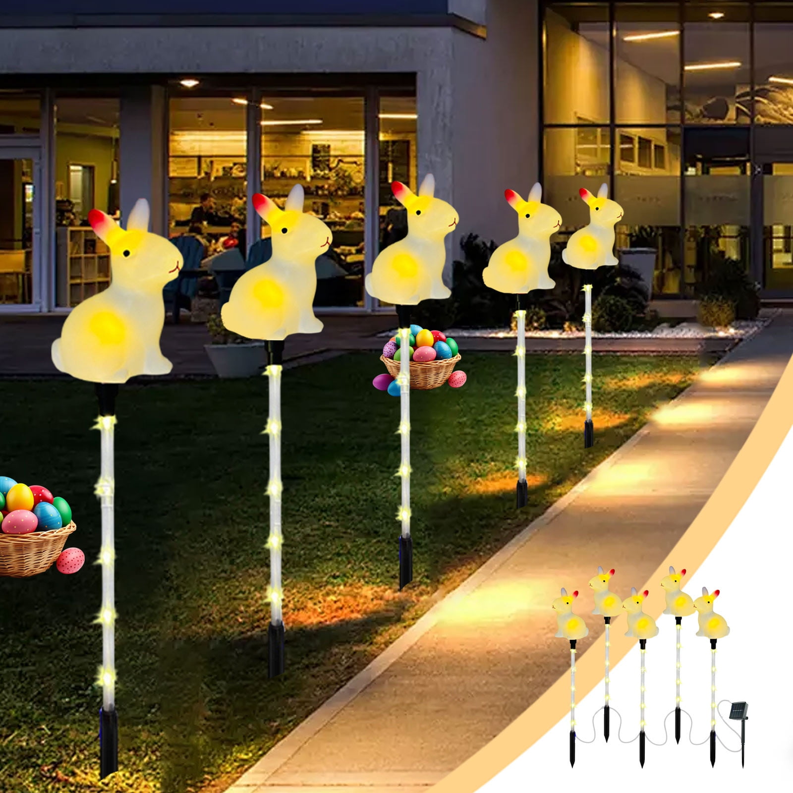 Darzheoy Solar Easter Eggs Stake Lights for Easter Decorations, Outdoor ...